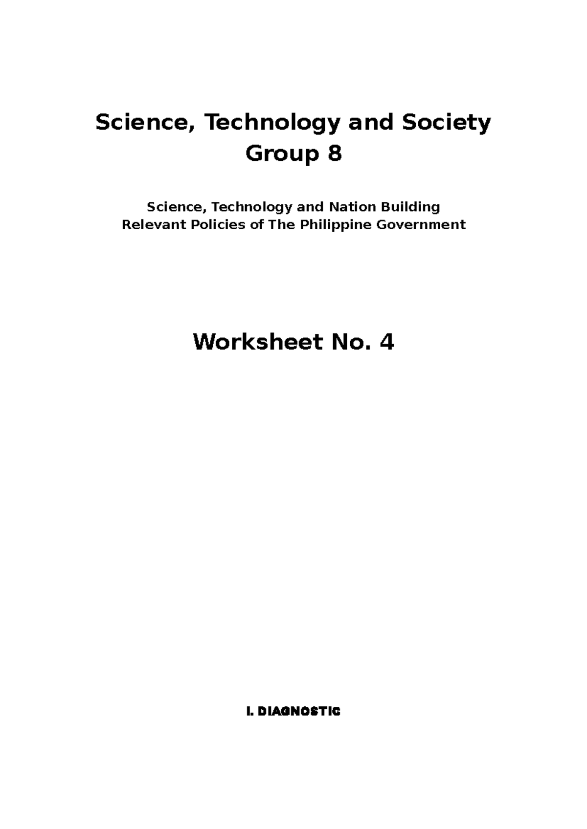 Group-8 Worksheet-4 - Science, Technology and Society Group 8 Science ...