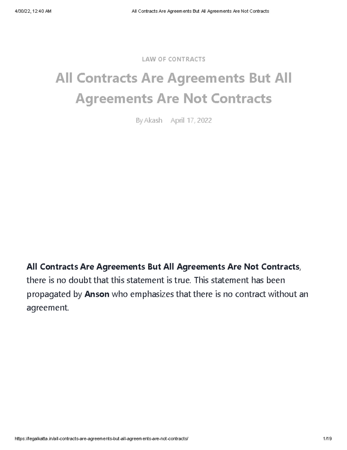 All Contracts Are Agreements But All Agreements Are Not Contracts ...