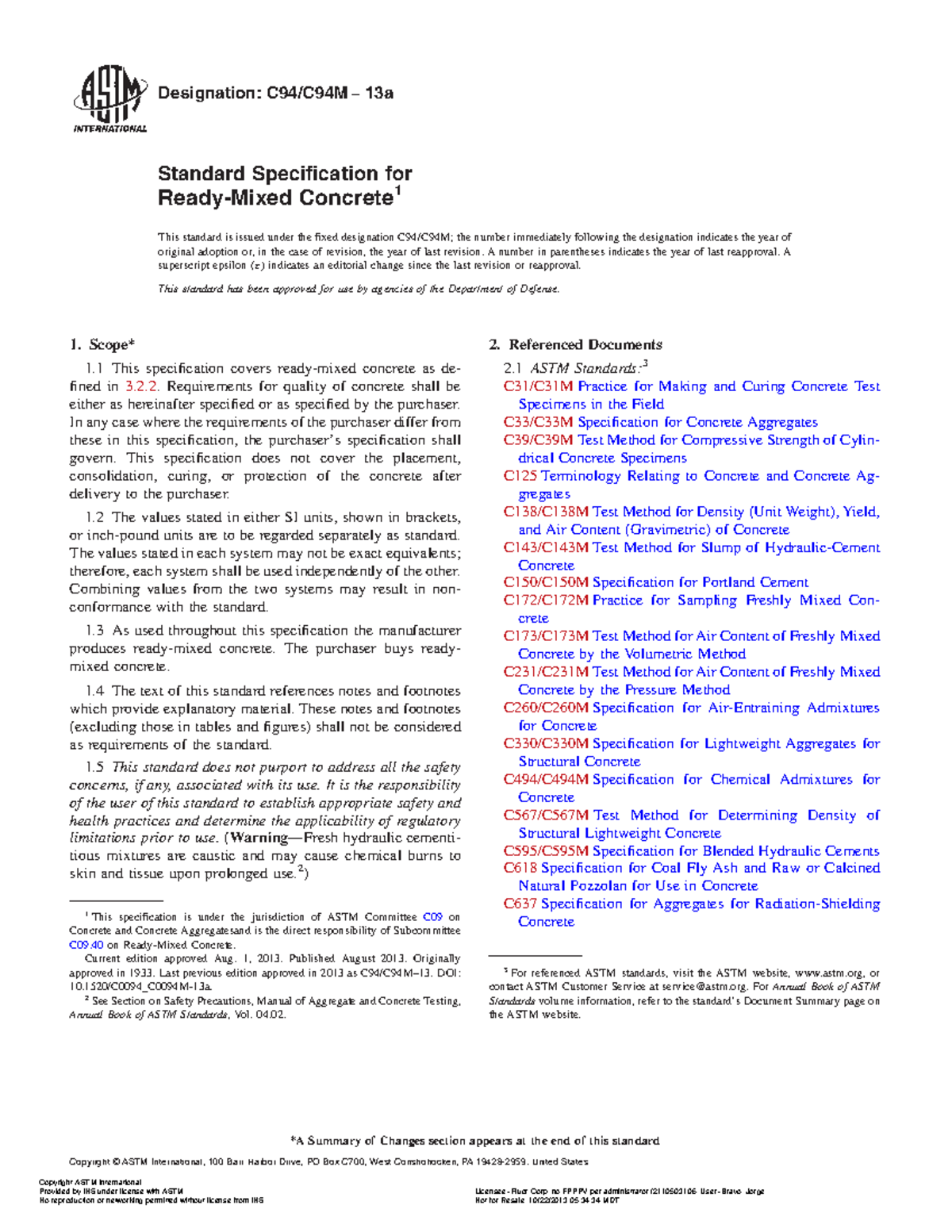 Astm C94 13a-mixed-concrete - Designation: C94/C94M − 13a Standard ...