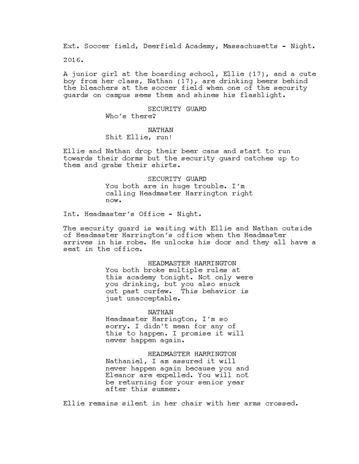 Full 10 Page Script - Ext. Soccer field, Deerfield Academy ...