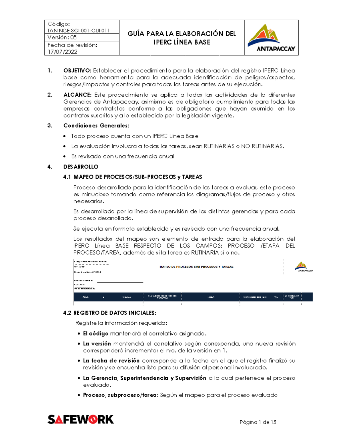 GUÍA PARA LA Elaboración DEL Iperc Línea BASE - TAN-NGE-SGI-001-GUI ...