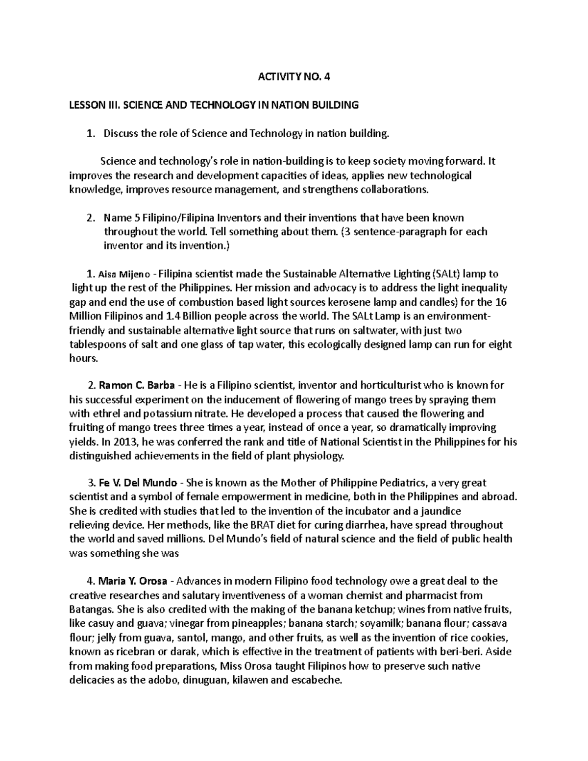 Activity NO.4-Practice Materials for CE - BS Civil Engineering - Studocu