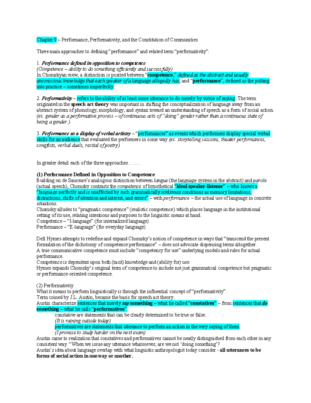 PDF ANT Chapter 9 - GOod luck - Chapter 9 – Performance, Performativity ...