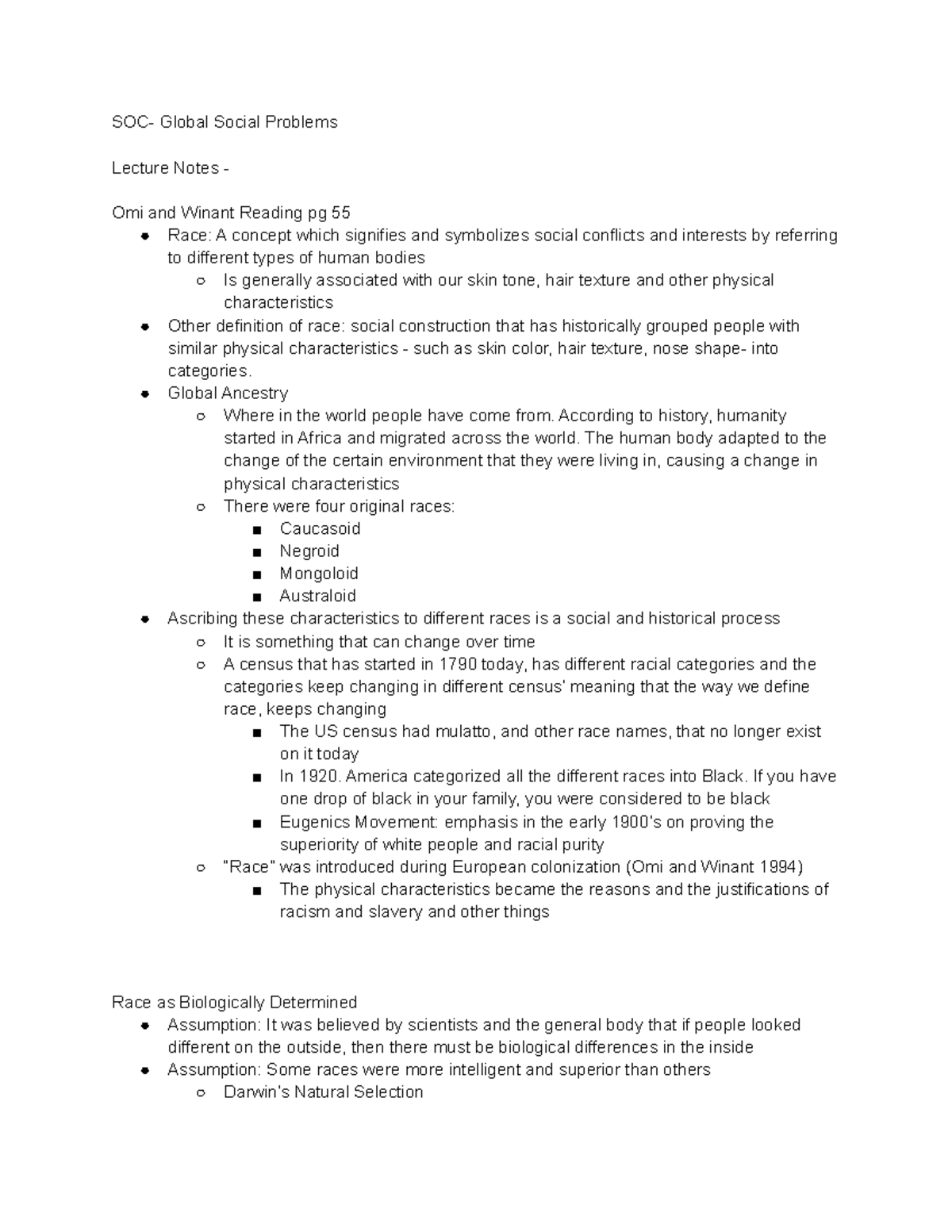 SOC- Global Social Problems - Global Social Problems Lecture Notes Omi ...