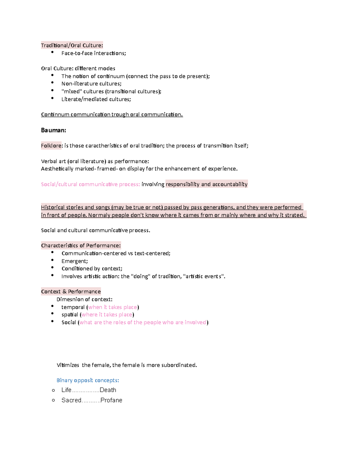 Intro to popular culture - Traditional/Oral Culture: Face-to-face ...