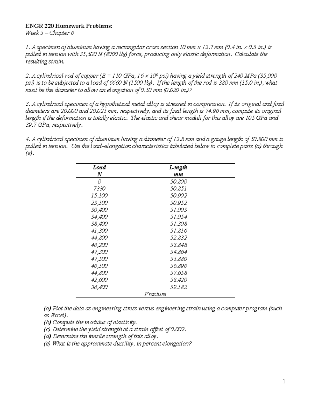 ENGR 220 Week 5 Ch. 6 Homework Problems - 1 ENGR 220 Homework Problems: Week 5 – Chapter 6 A ...