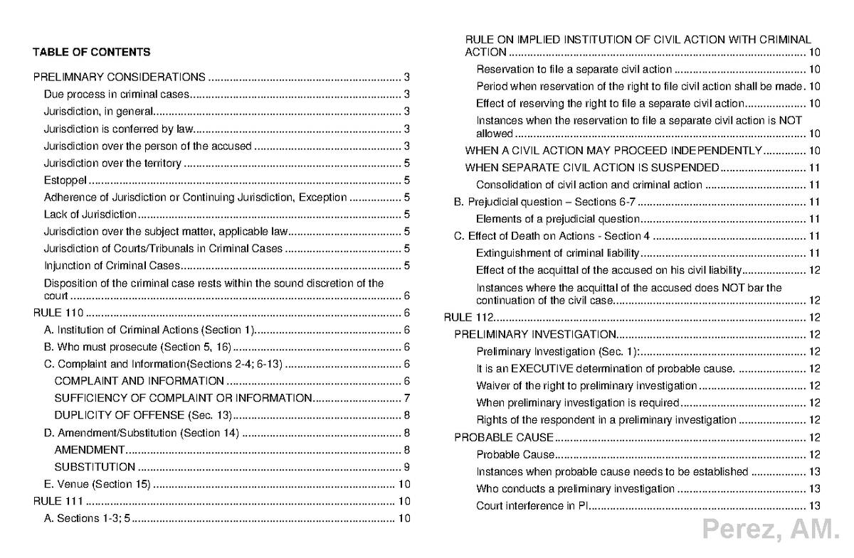 Crimpro-Midterm-Reviewer-by-Perez watermark - TABLE OF CONTENTS PRELIMNARY CONSIDERATIONS Due ...