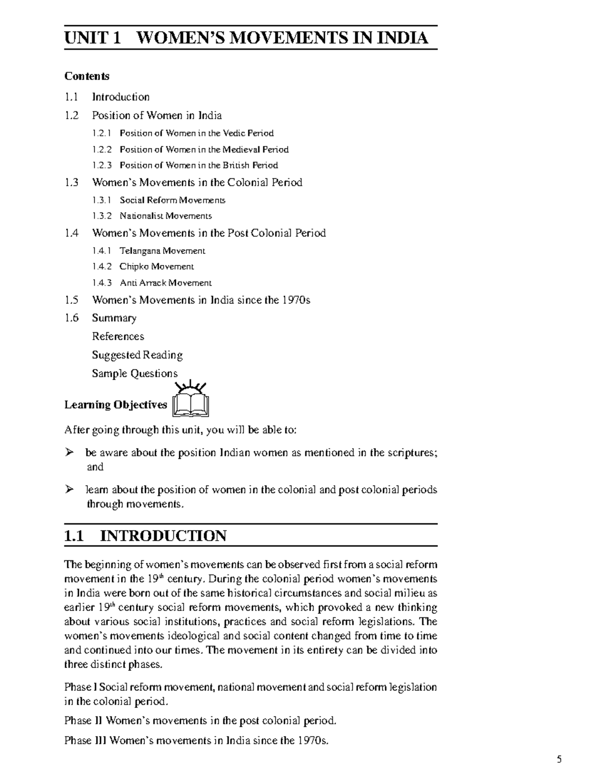 Unit-1 mdc ak - goood - Women’s Movements in UNIT 1 WOMEN’S MOVEMENTS IN INDIA India Contents 1 ...