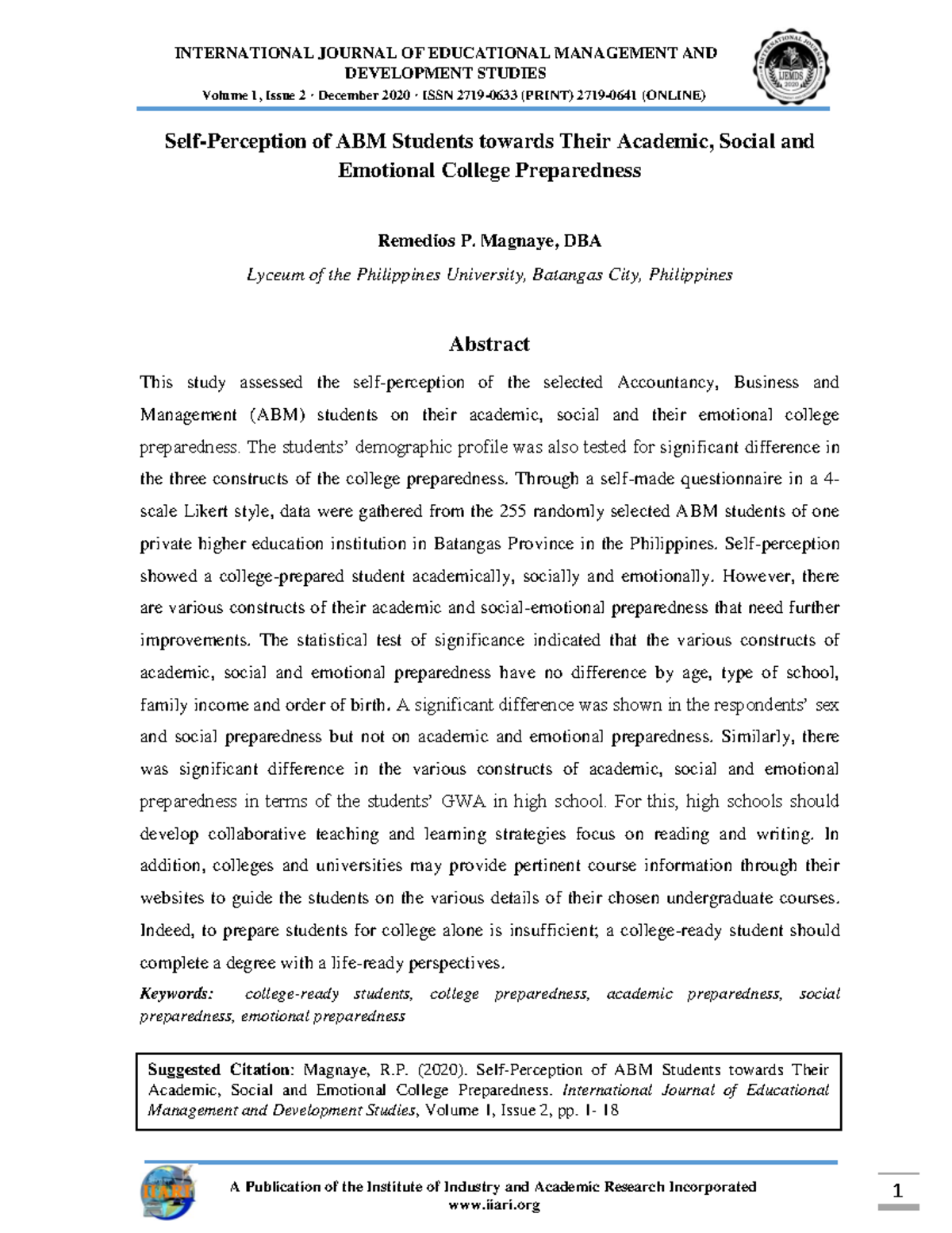 ED612049 - Research about abm - A Publication of the Institute of ...