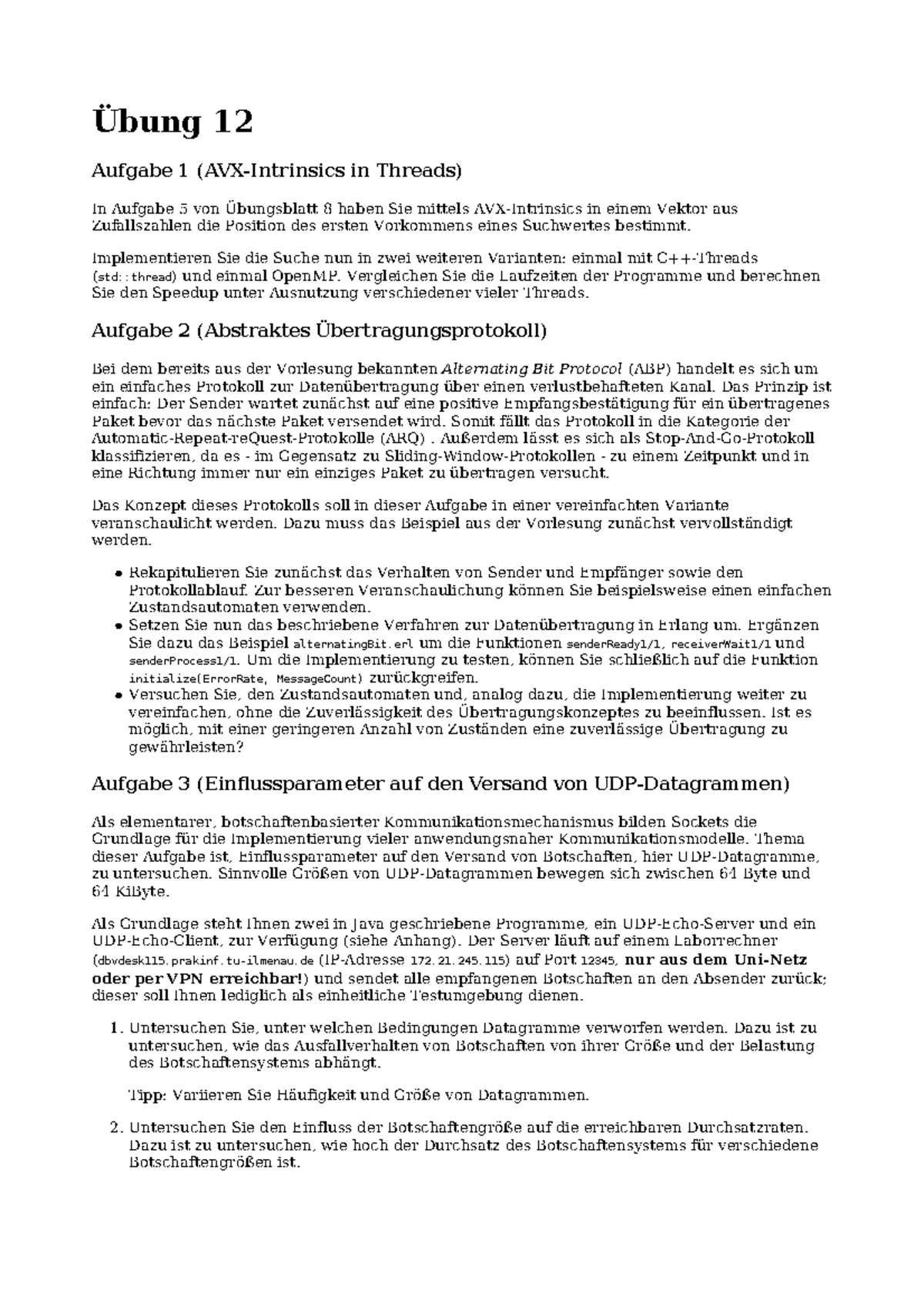 U12-aufgaben - Übungsaufgaben 12 GuDS - Übung 12 Aufgabe 1 (AVX-Intrinsics in Threads) In ...