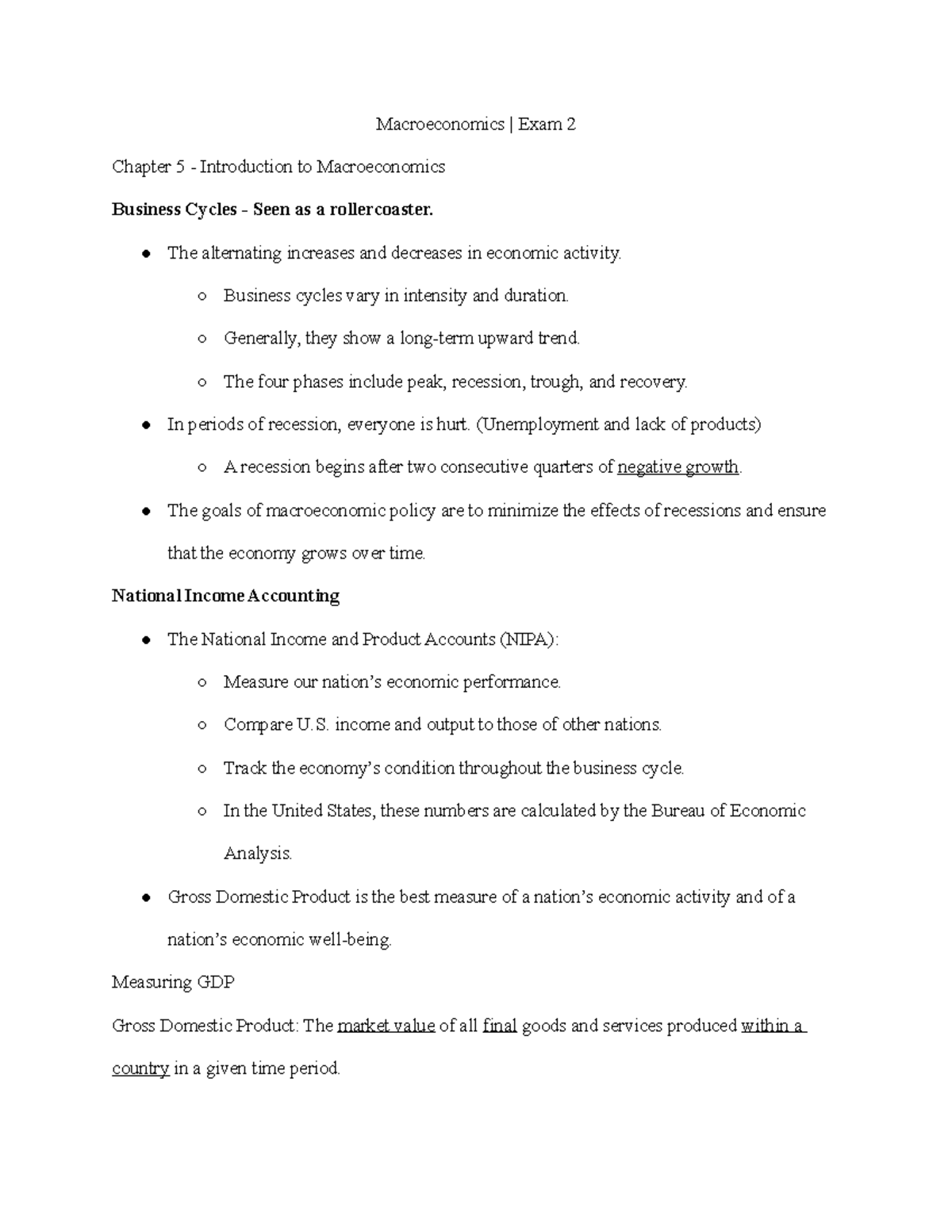 Macro Notes for Exam 2 - Macroeconomics | Exam 2 Chapter 5 ...