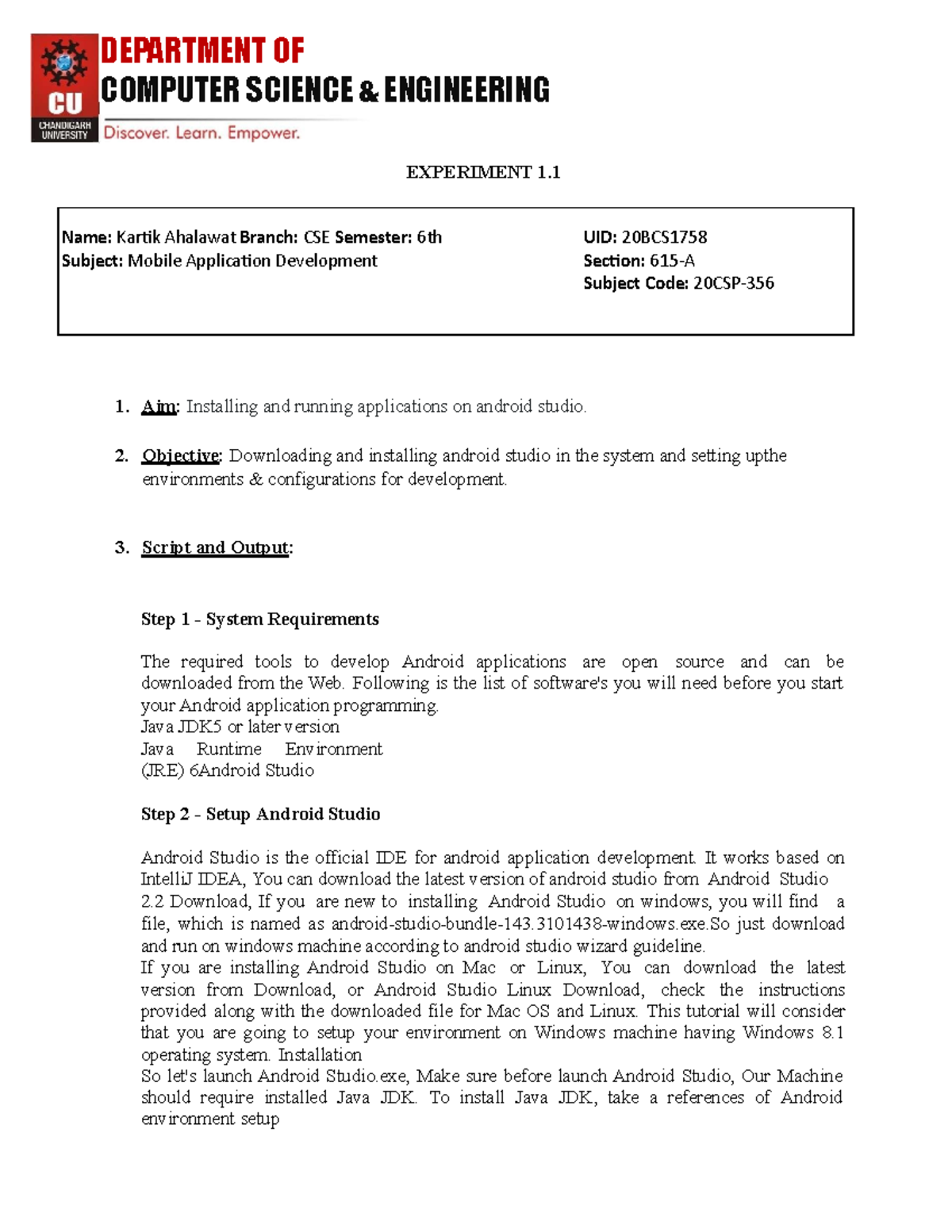 Exp 1.1 MAD - It will help in better and practical understanding of the ...