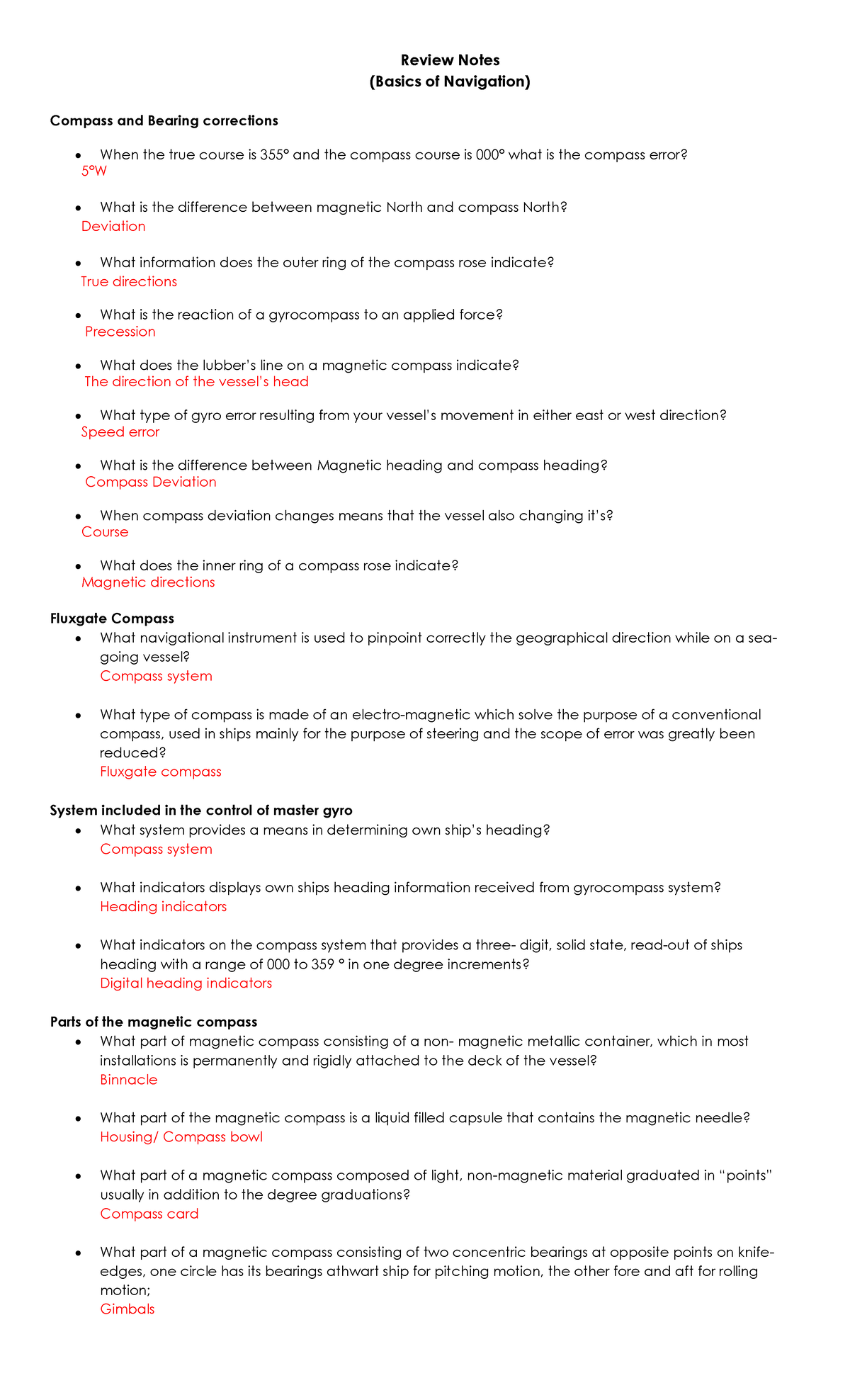 Review-Notes-1 - Additional review notes - Review Notes (Basics of ...