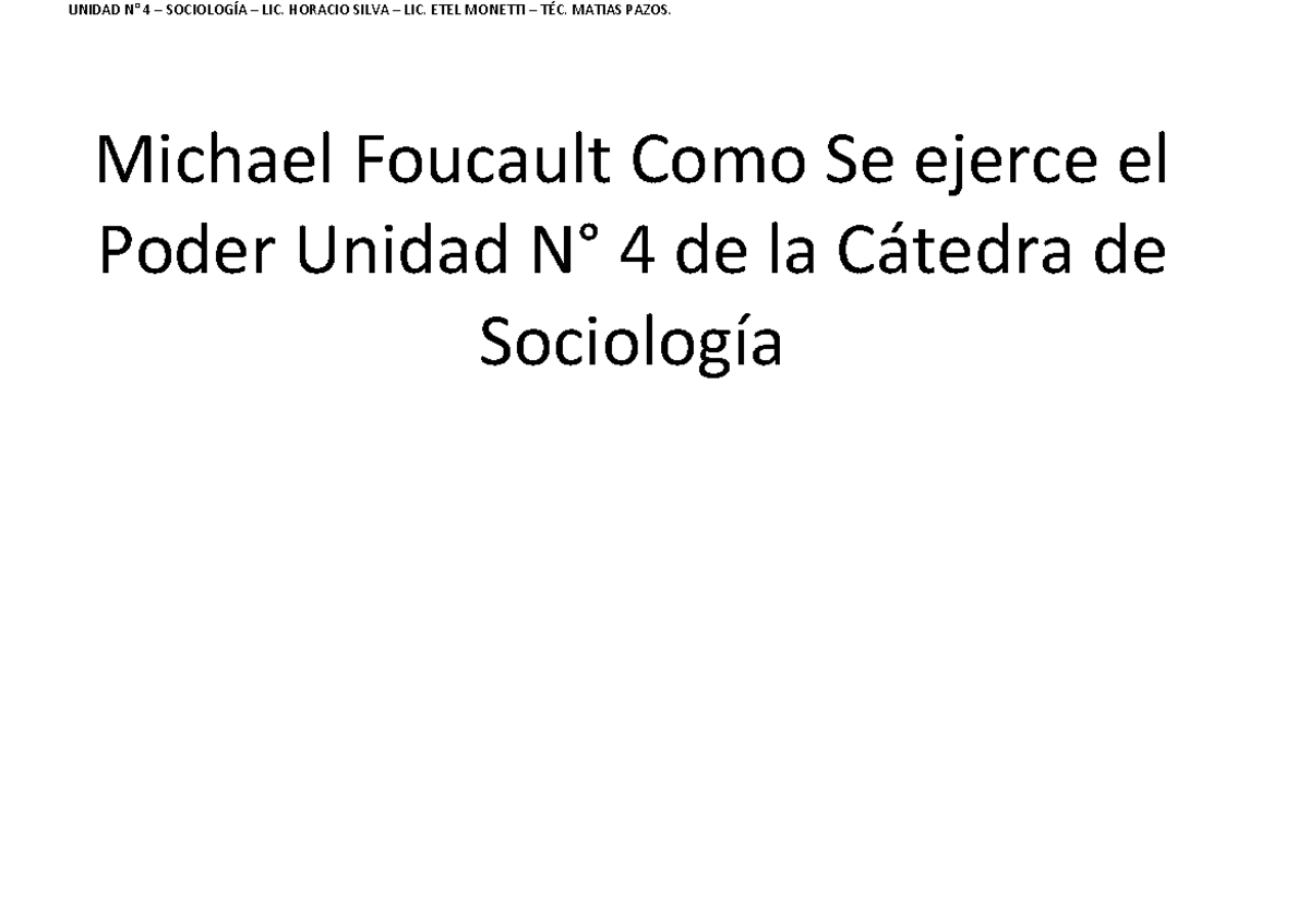 ¿Cómo se ejercer el Poder - Sociologia - Michael Foucault Como Se ...