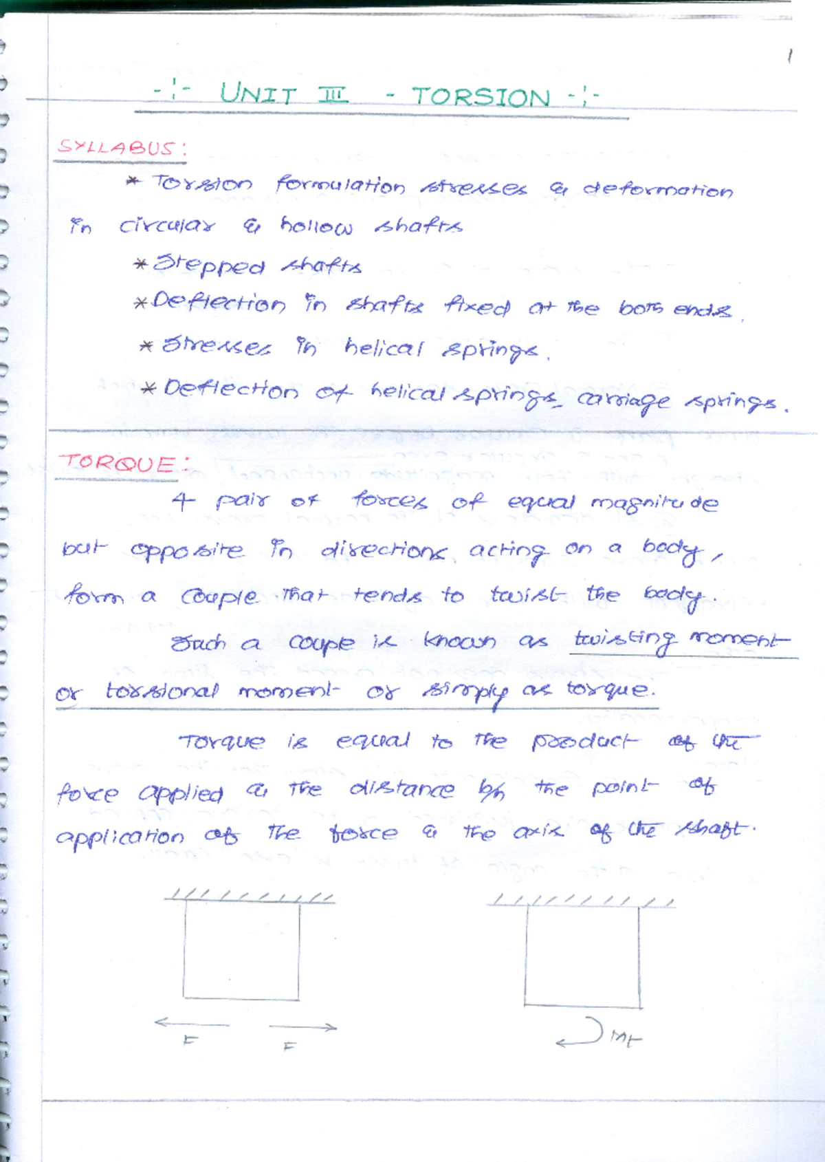 SOM UNIT III PART 1 - notes - strength of materials - Studocu