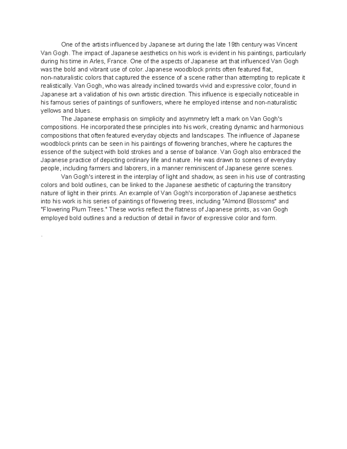 Japonism - Summary Art Appreciation - One of the artists influenced by ...