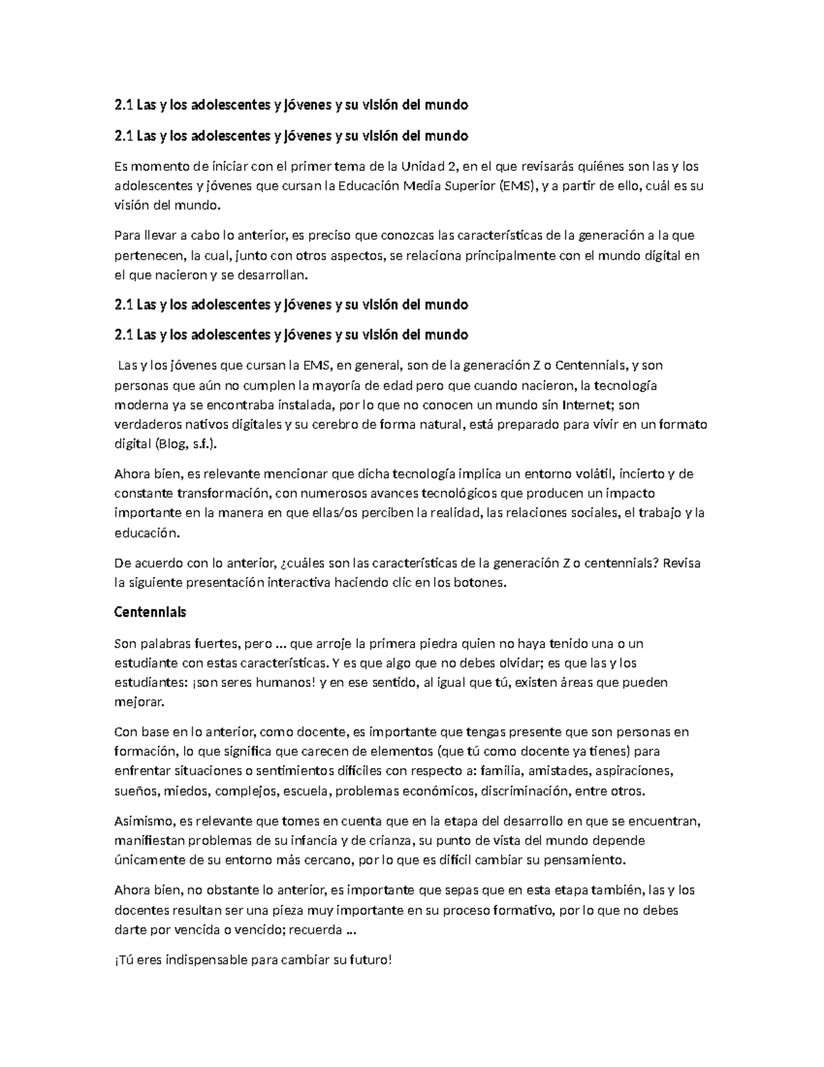 Resumen unidad 2 - Información ingreso media superior - 2 Las y los ...