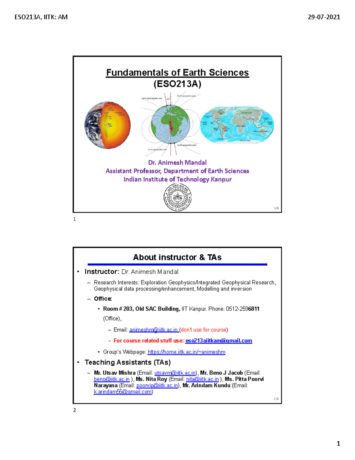 ESO213 A Course Handout 2021-22-I - ESO213A, IITK: AM 29‐07‐ 1 ...