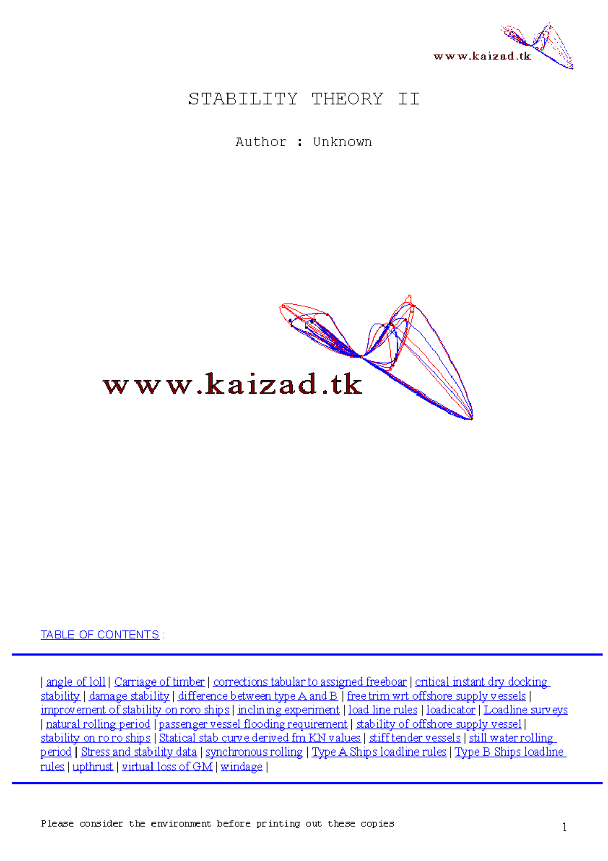 Stability theory II - STABILITY THEORY II Author : Unknown TABLE OF ...