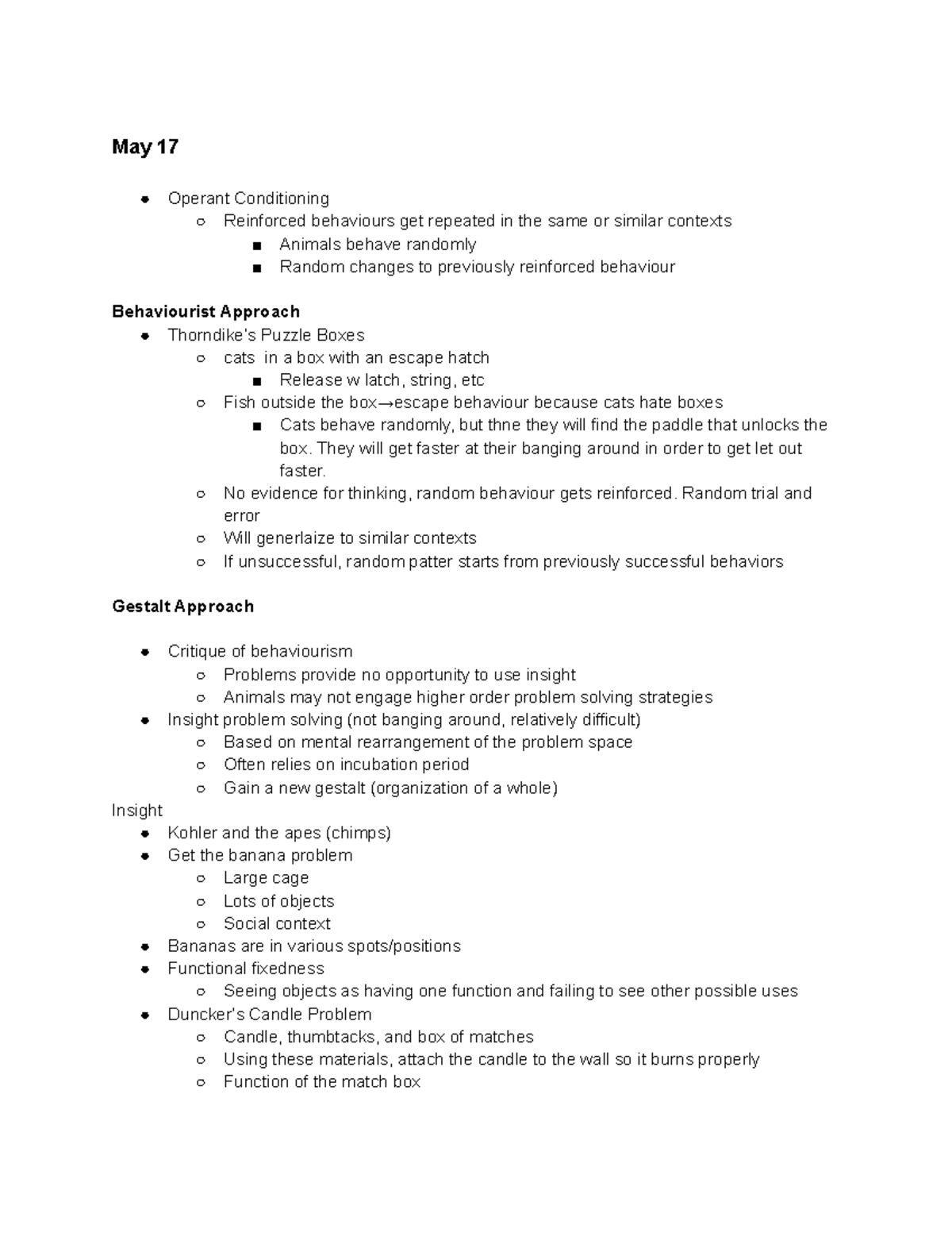Cognition may 17th - Ira Hyman taught a lecture on operant conditioning ...