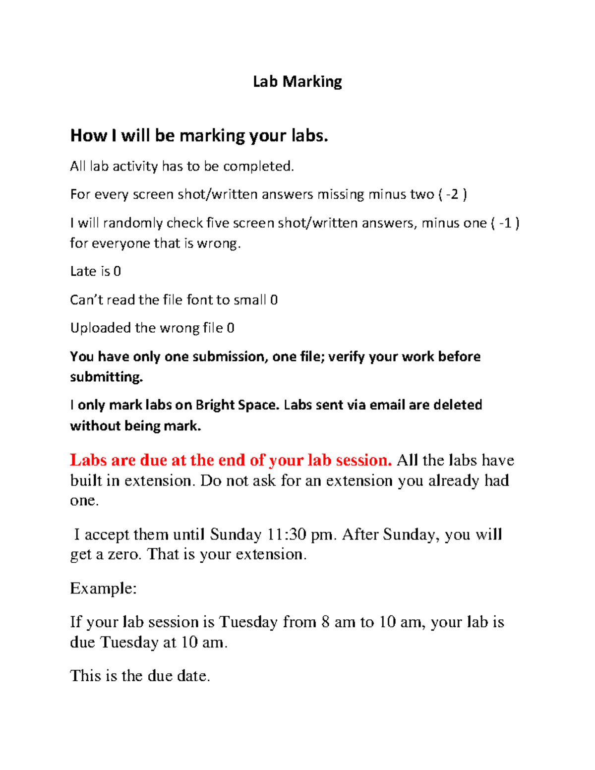 Lab Marking - - Studocu