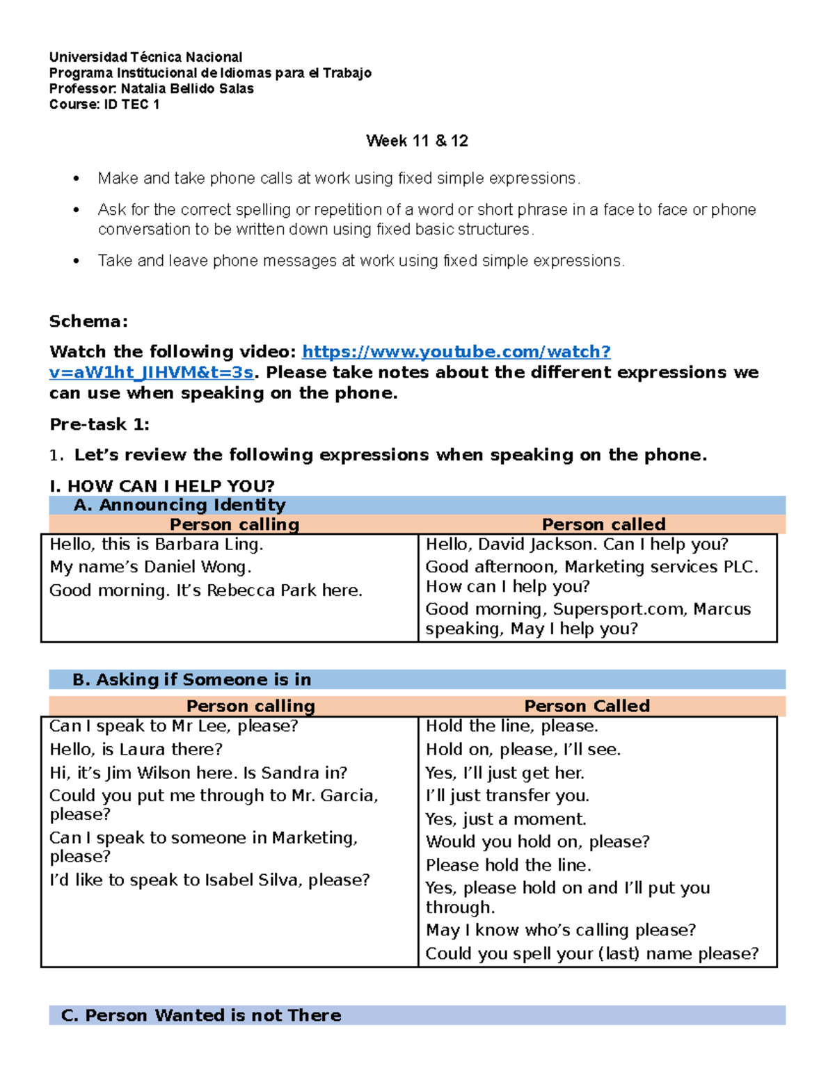 Week 11 and 12, class activities - Universidad Técnica Nacional ...