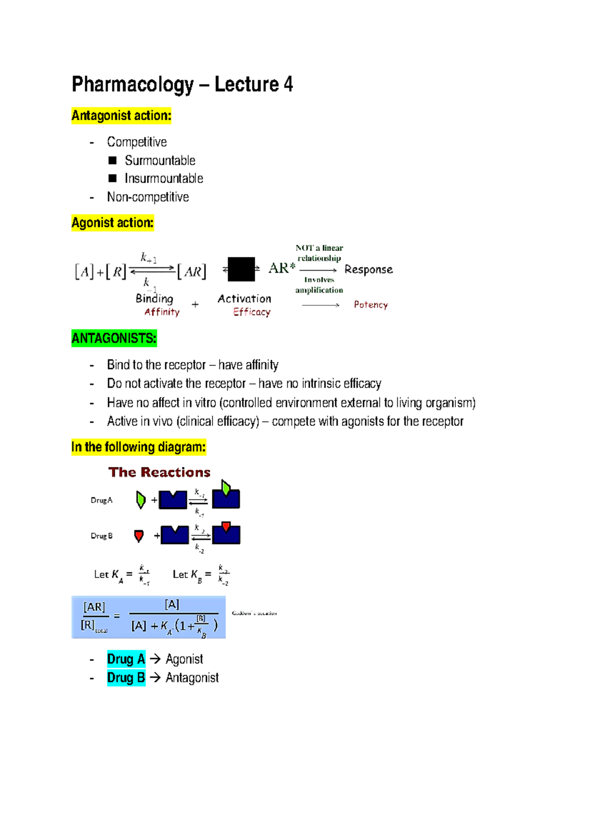 Pharmacology Lecture 4 - Studocu