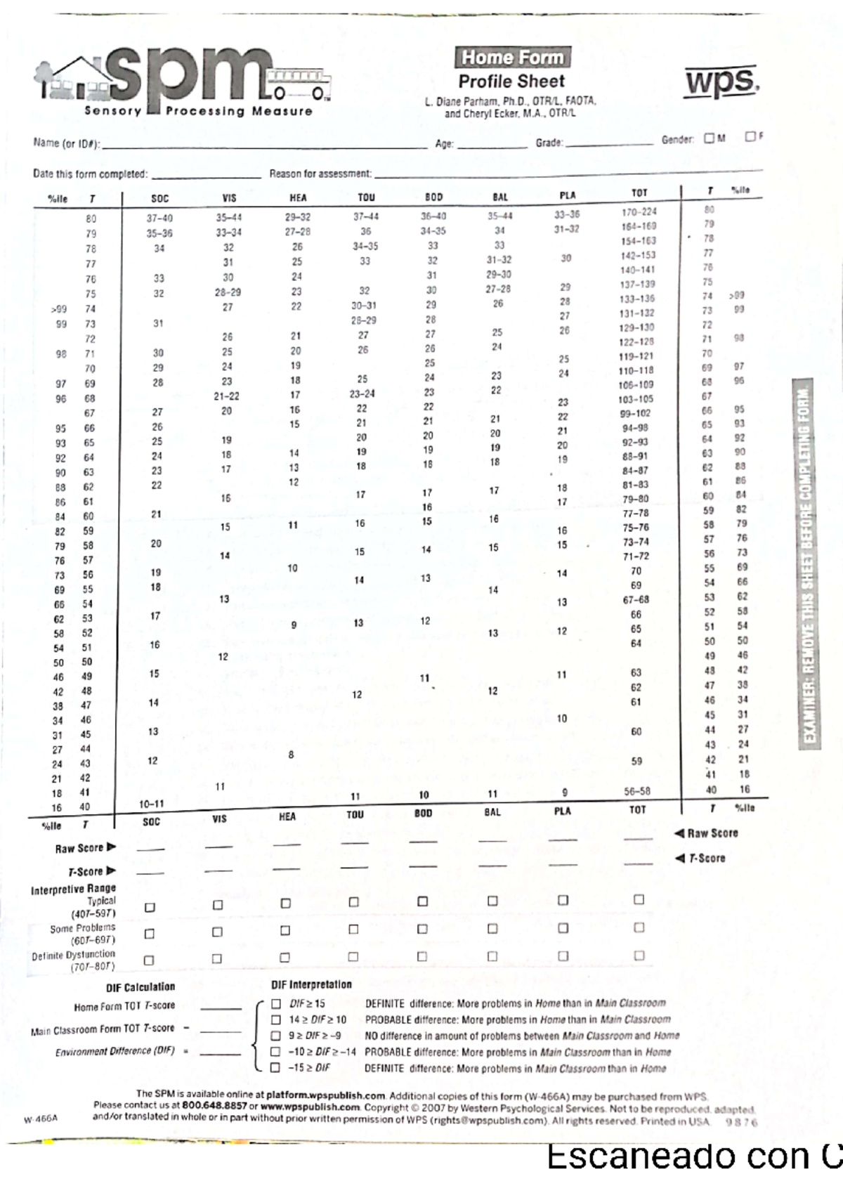 SPM Home - SPM Home - Home Form spm Profile Sheet wps. L. Diane Parham ...