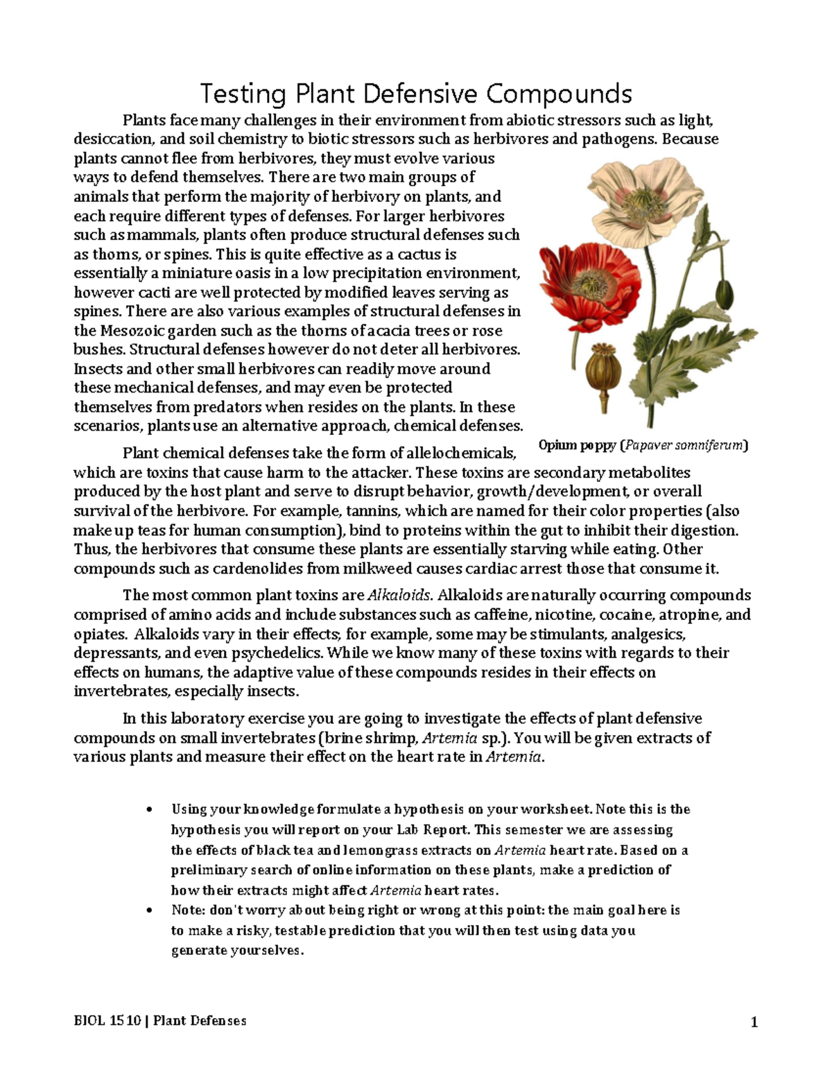 Plant Defensive Manual F2022 - Testing Plant Defensive Compounds Plants ...