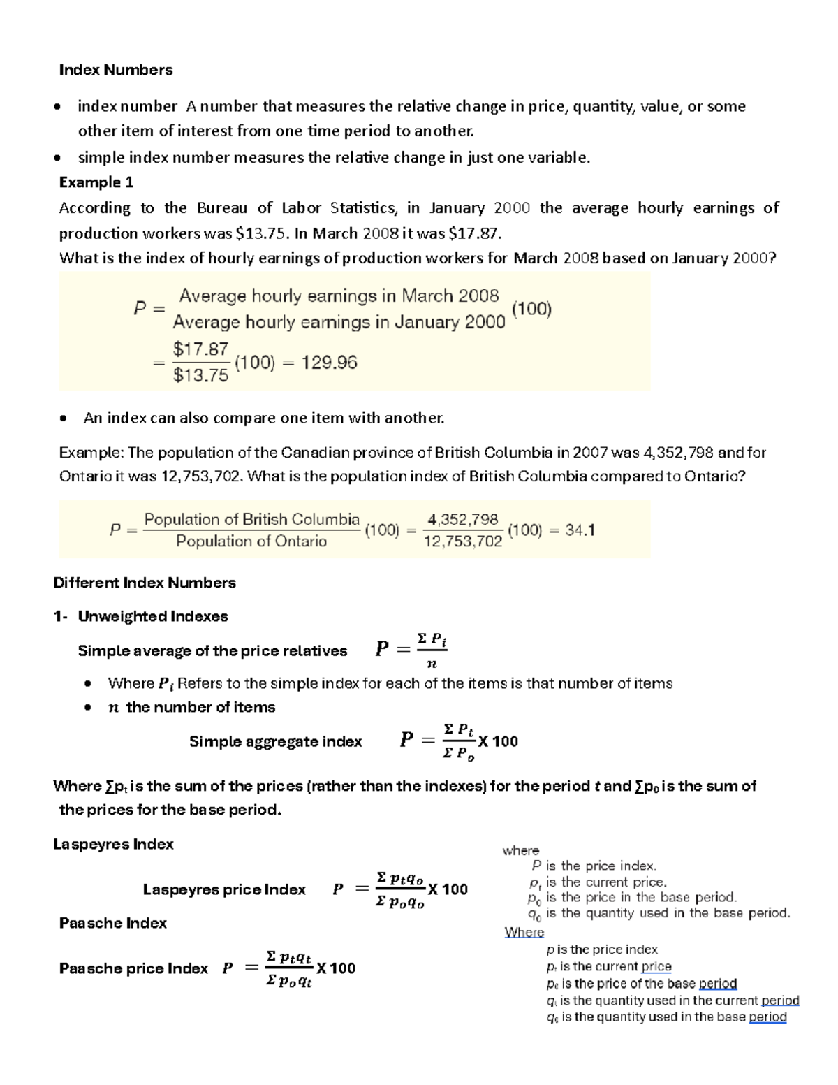 Index Numbers merged - Index Numbers index number A number that ...