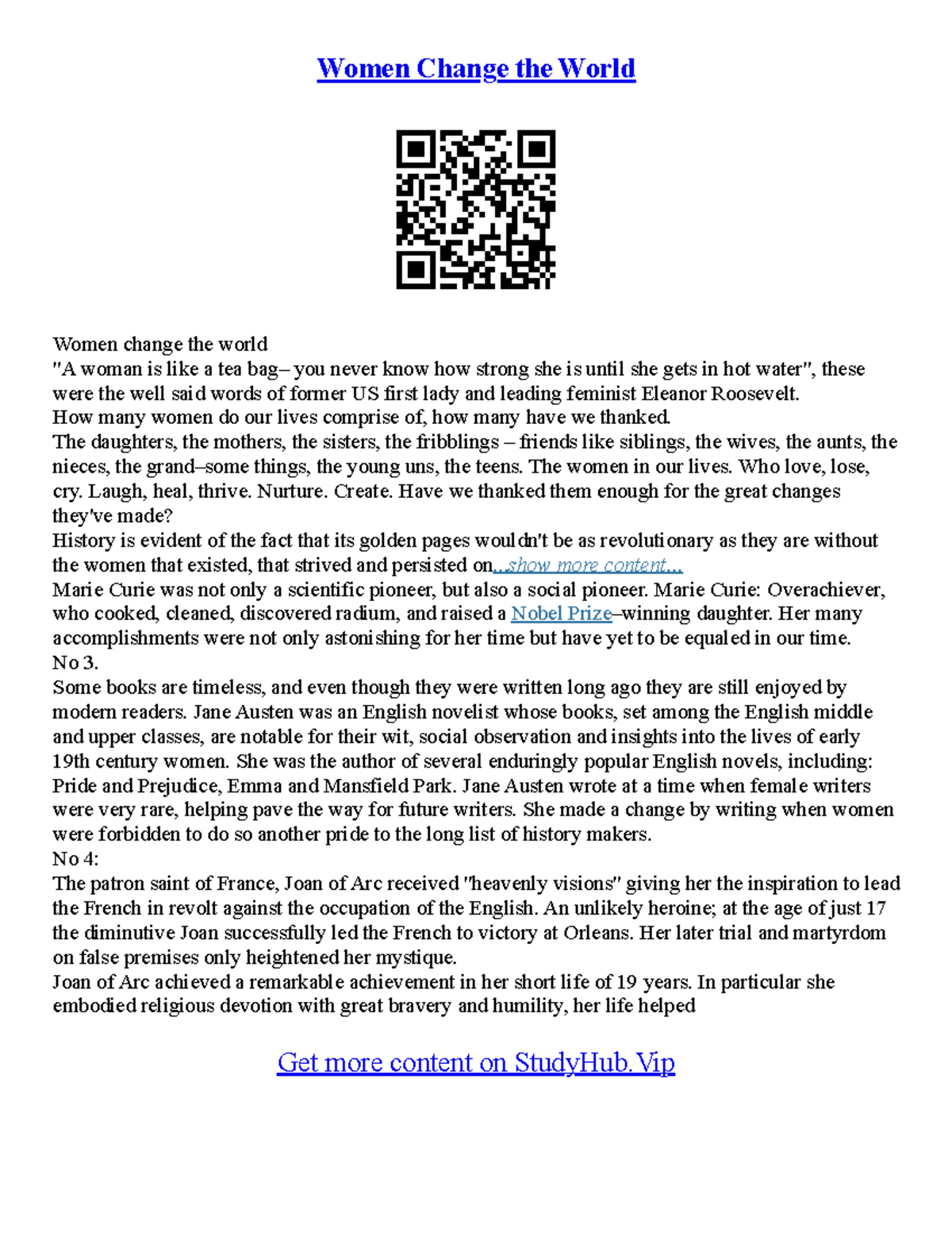 If I Could Change The World Essay - Women Change the World Women change ...