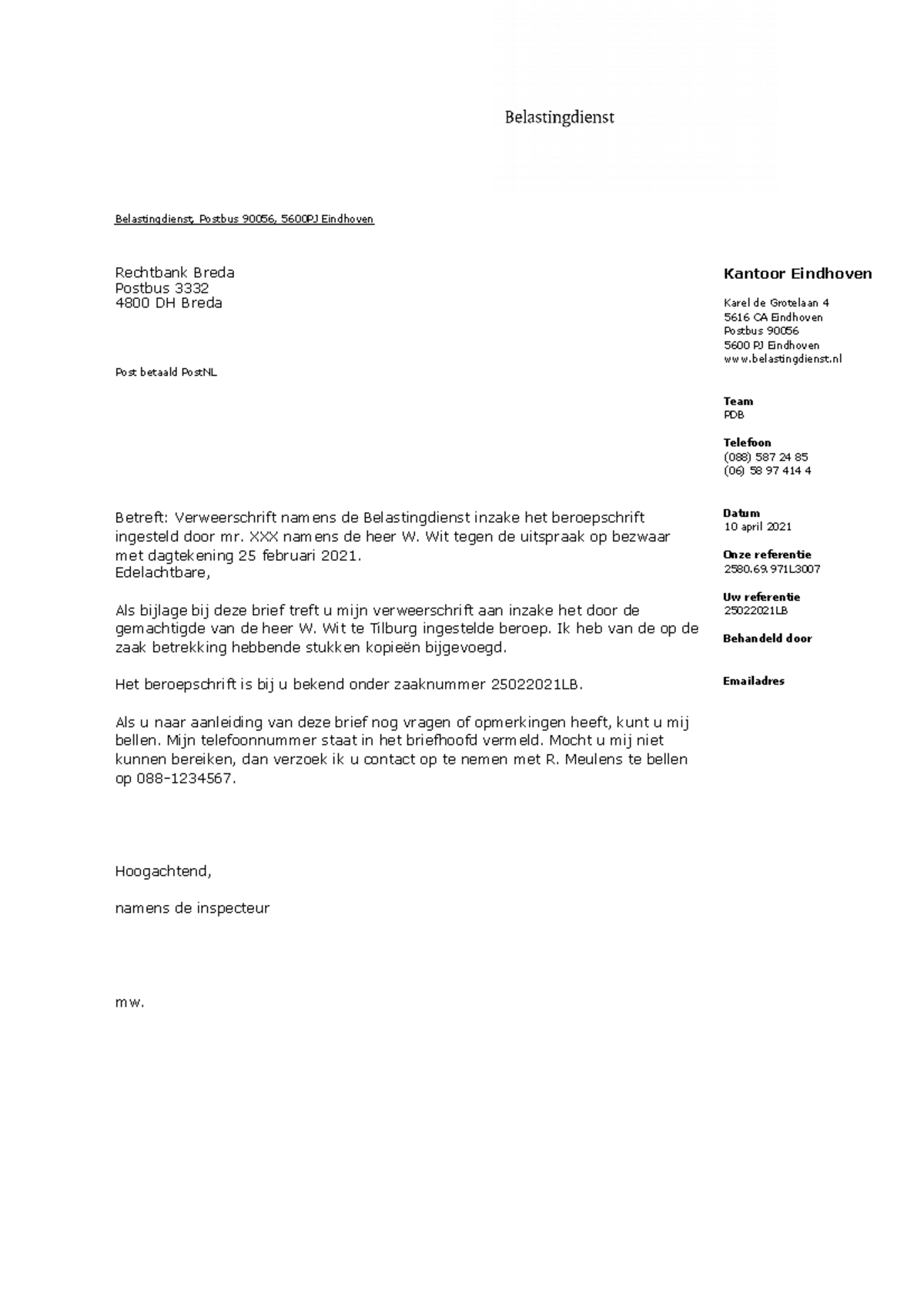 Verweerschrift casus W. de Wit - Edelachtbare, Als bijlage bij deze ...