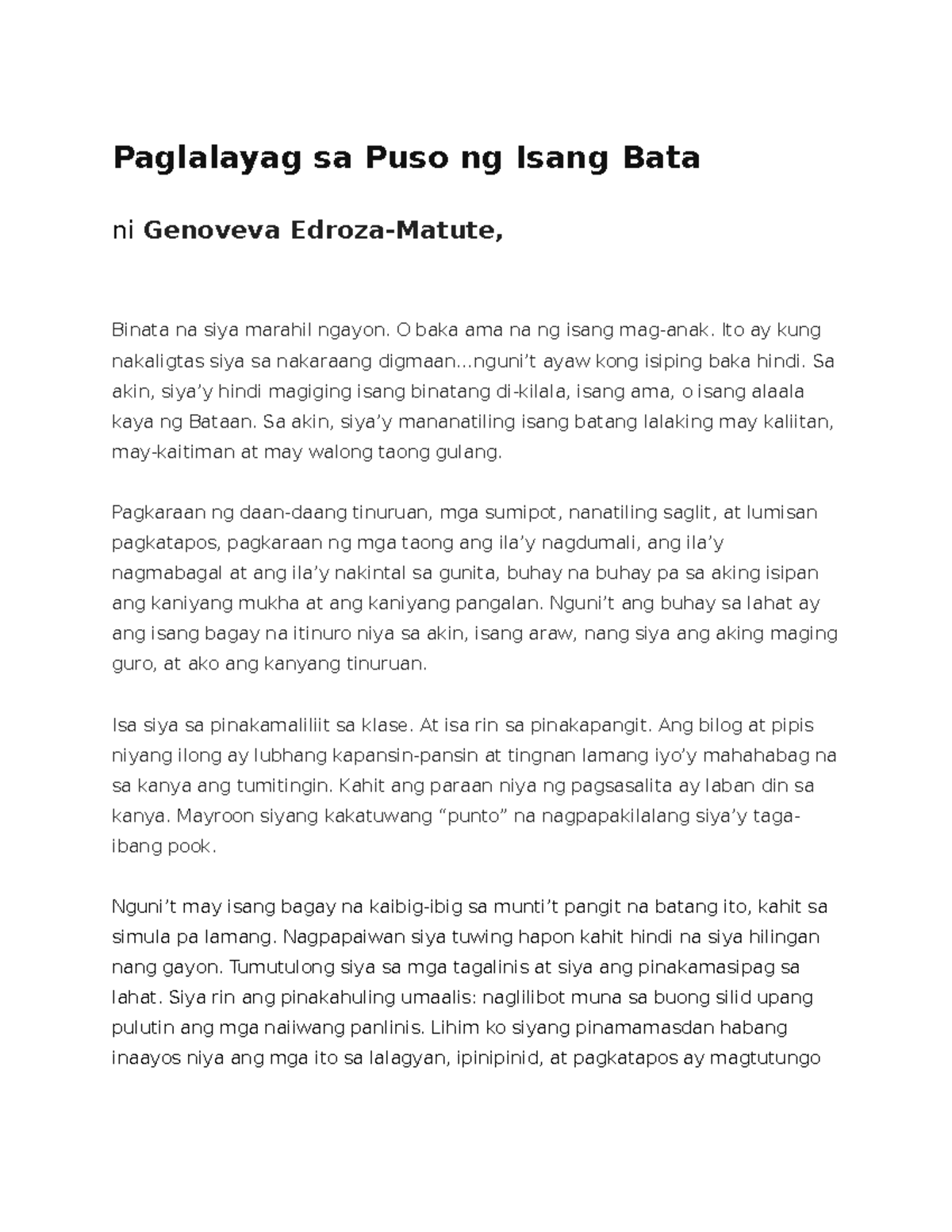 Paglalayag sa Puso ng Isang Bata - O baka ama na ng isang mag-anak. Ito ...