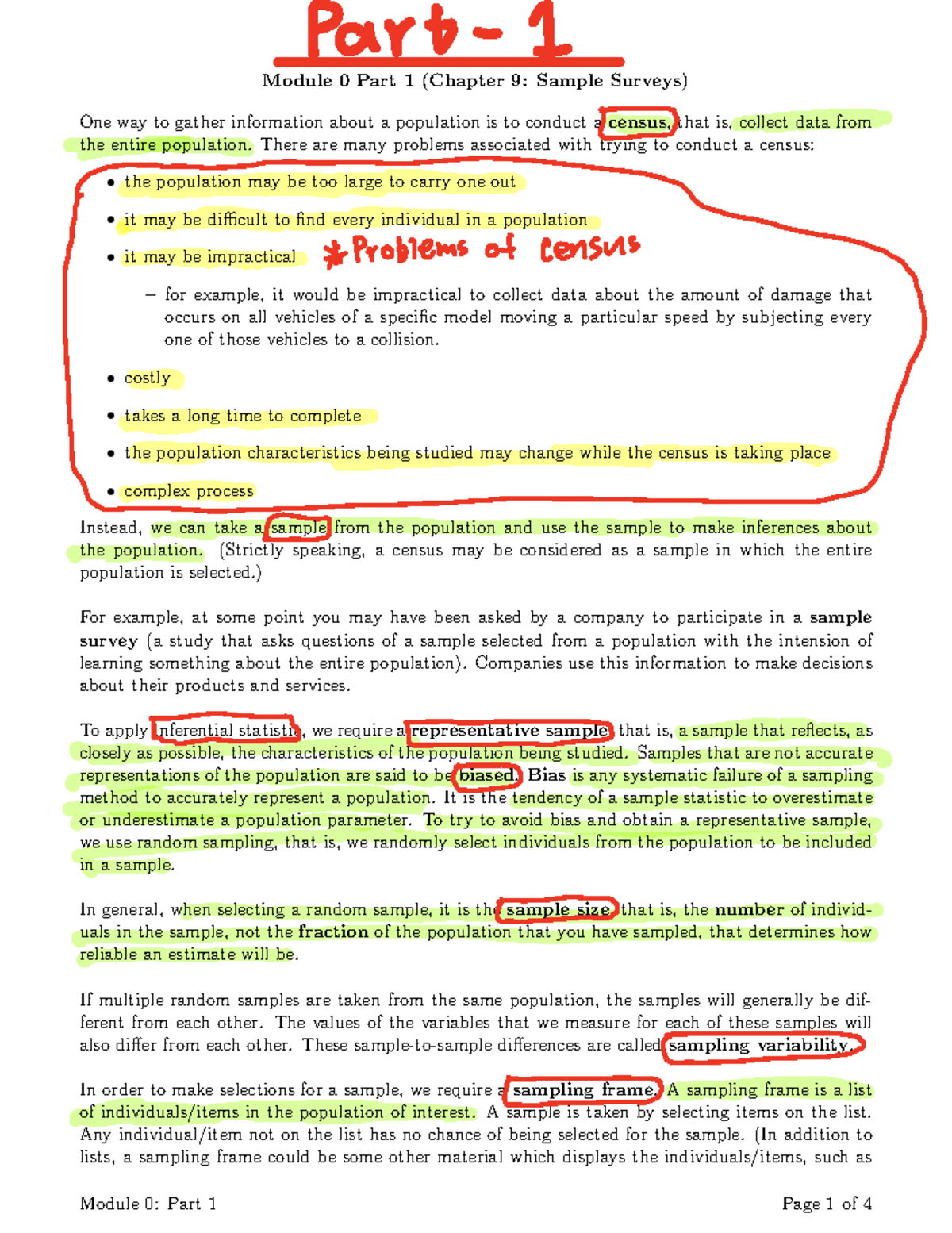 Stat 151 Module 0 Part 1 Notes Module 0 Part 1 Chapter 9 Sample Surveys One Way To Gather