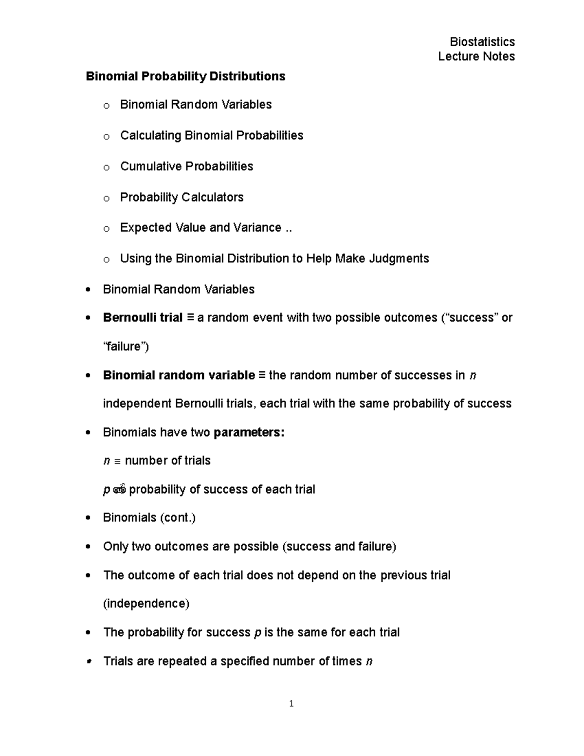 2021-Biostatistics-Lecture-Notes-Binomial Probability Distributions-6A ...