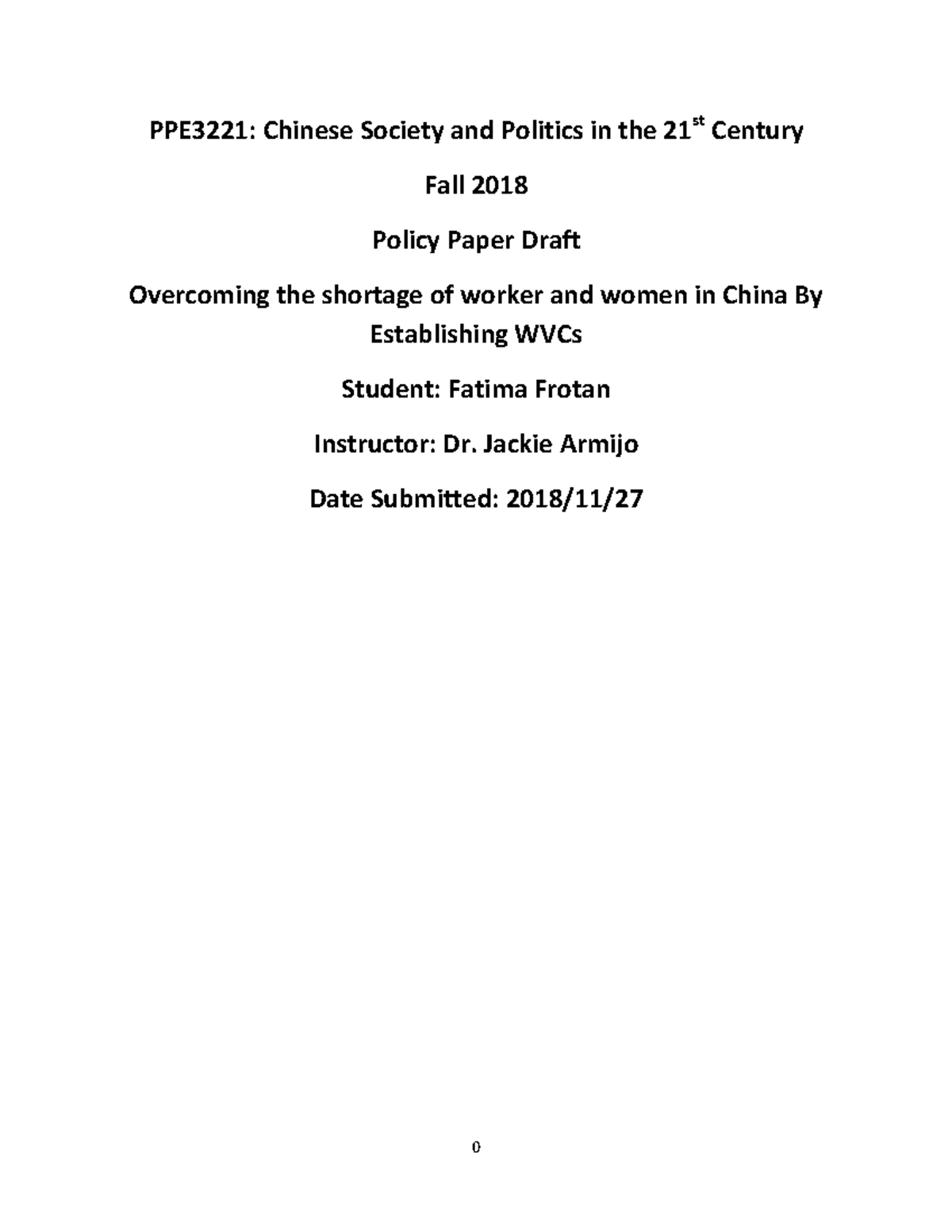 Policy Paper - PPE3221: Chinese Society and Politics in the 21st ...