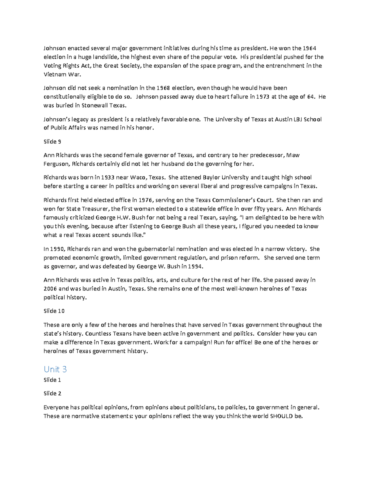 60714907 - POLS 2306 - Johnson enacted several major government ...