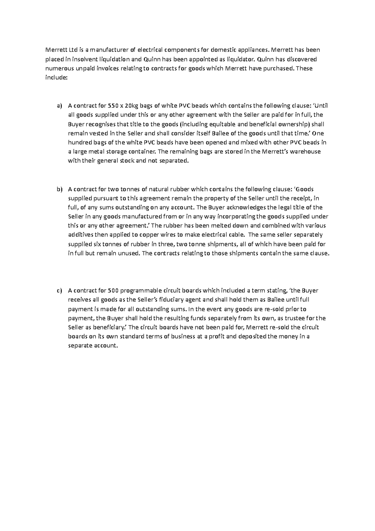 Insolvent Liquidation, Unpaid Invoices - Merrett Ltd is a manufacturer ...