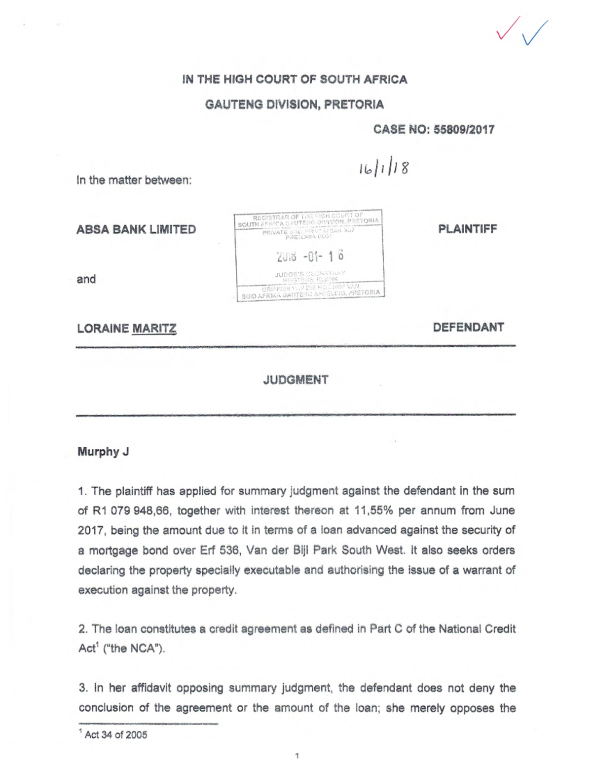 338 - Court Case - IN THE HIGH COURT OF SOUTH AFRICA GAUTENG DIVISION ...