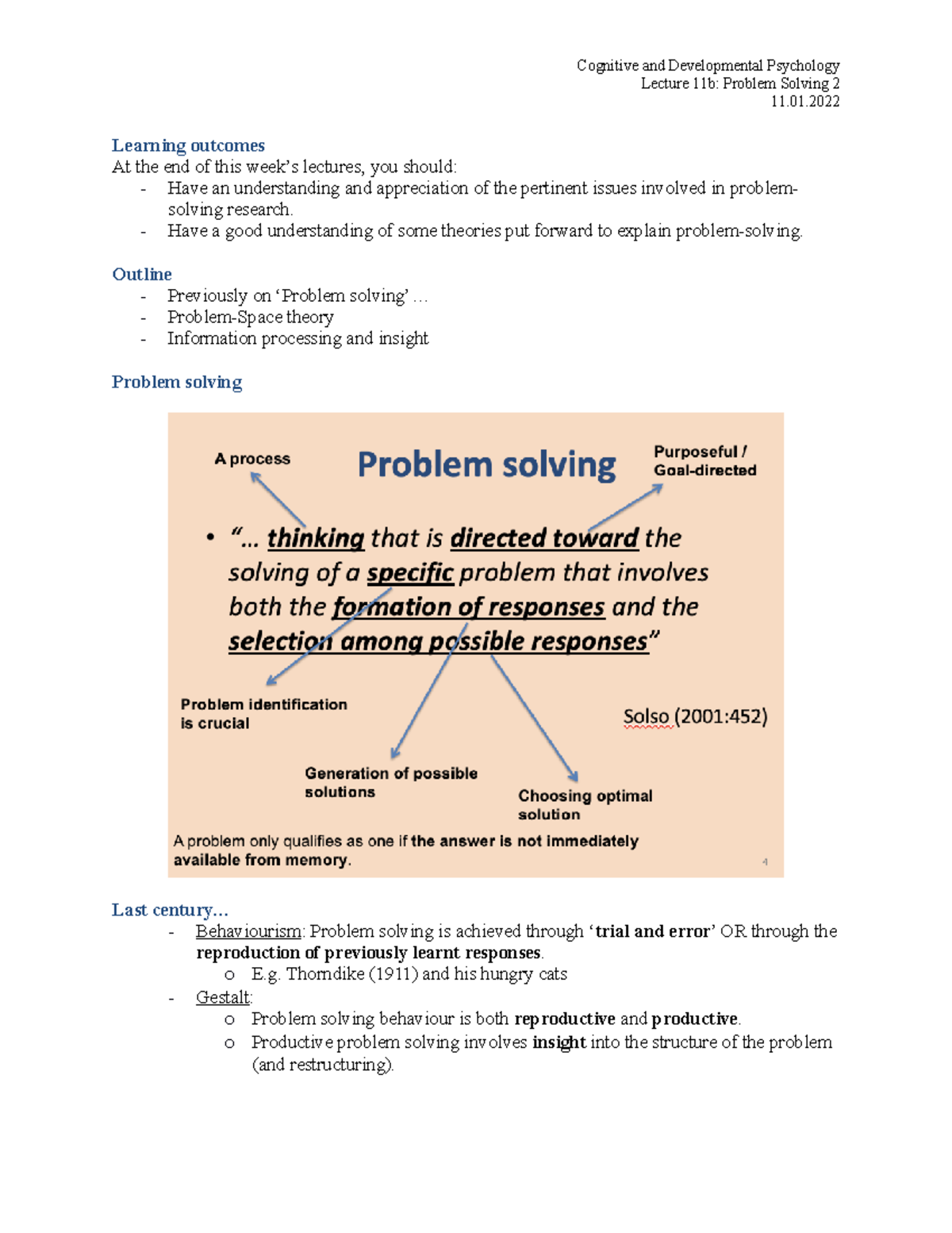 Problem Solving 2 - Learning outcomes At the end of this week’s lectures, you should: - Have an ...