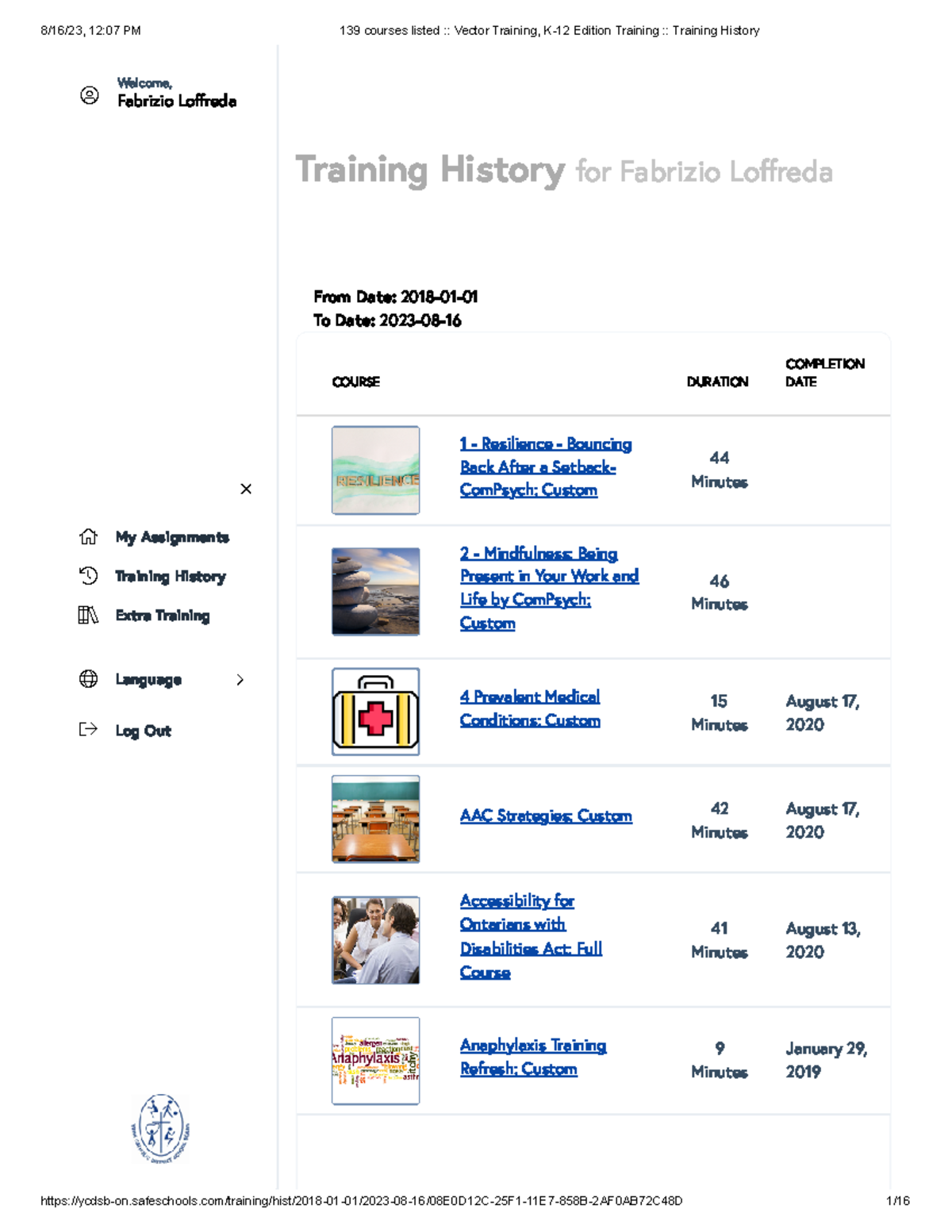139 courses listed Vector Training, K-12 Edition Training Training History - Training History ...