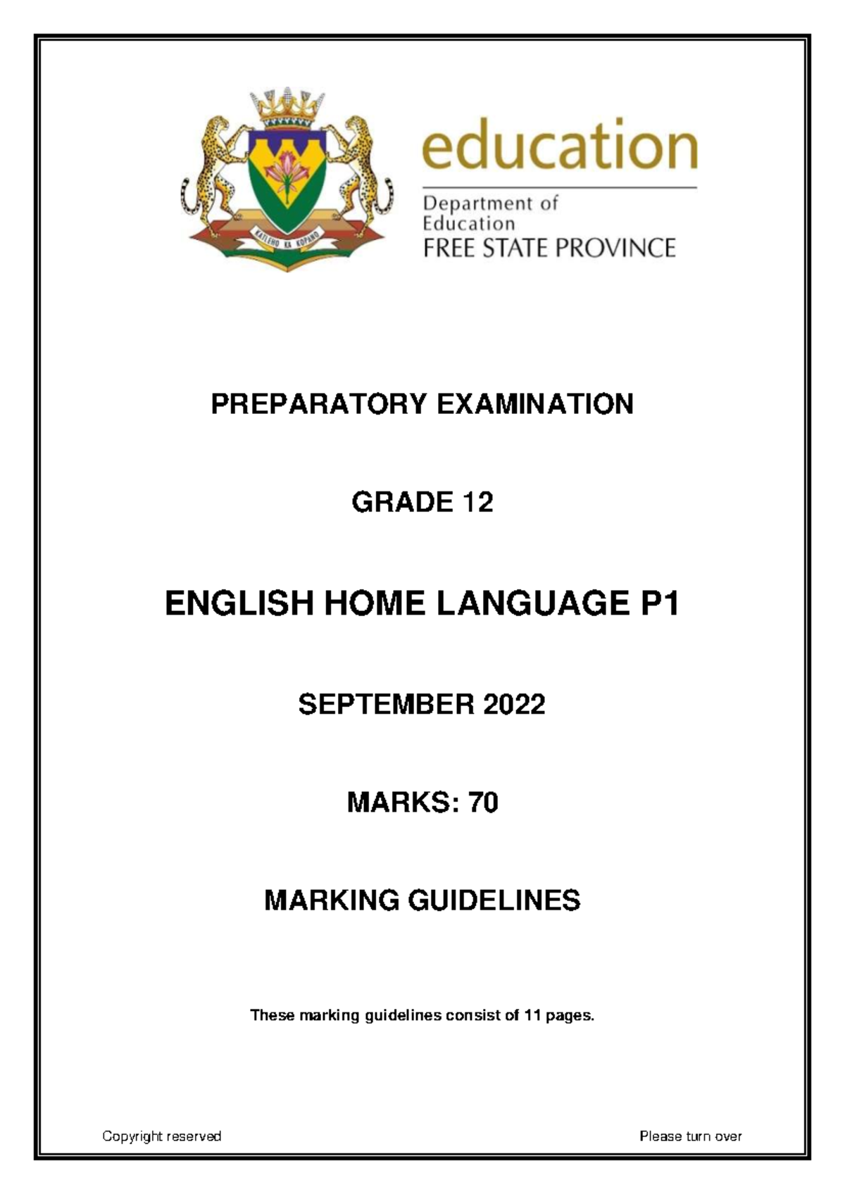 English HL P1 PREP SEPT 2022 MEMO - PREPARATORY EXAMINATION GRADE 12 ...
