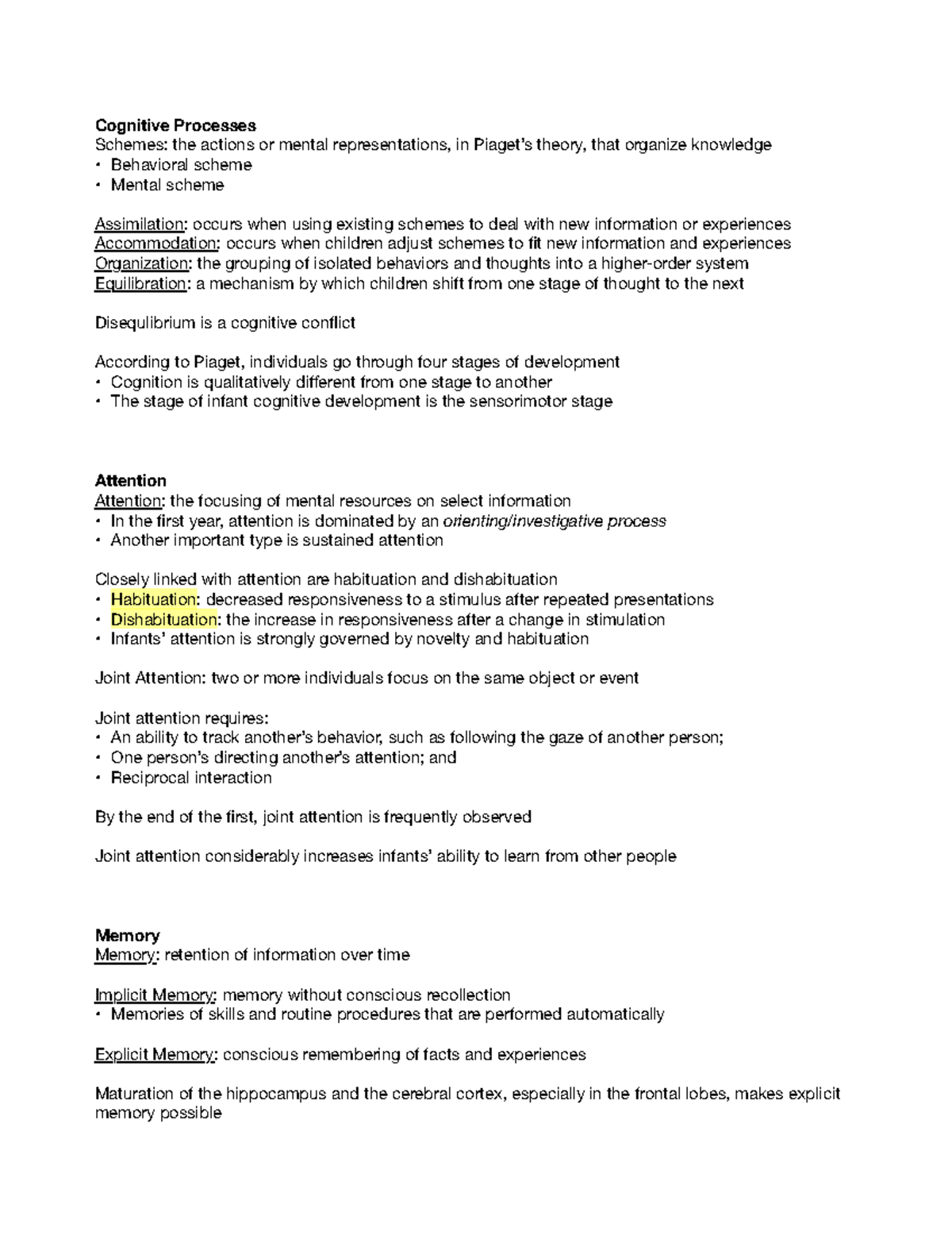 Cognitive Development in Infancy - Cognitive Processes Schemes: the ...