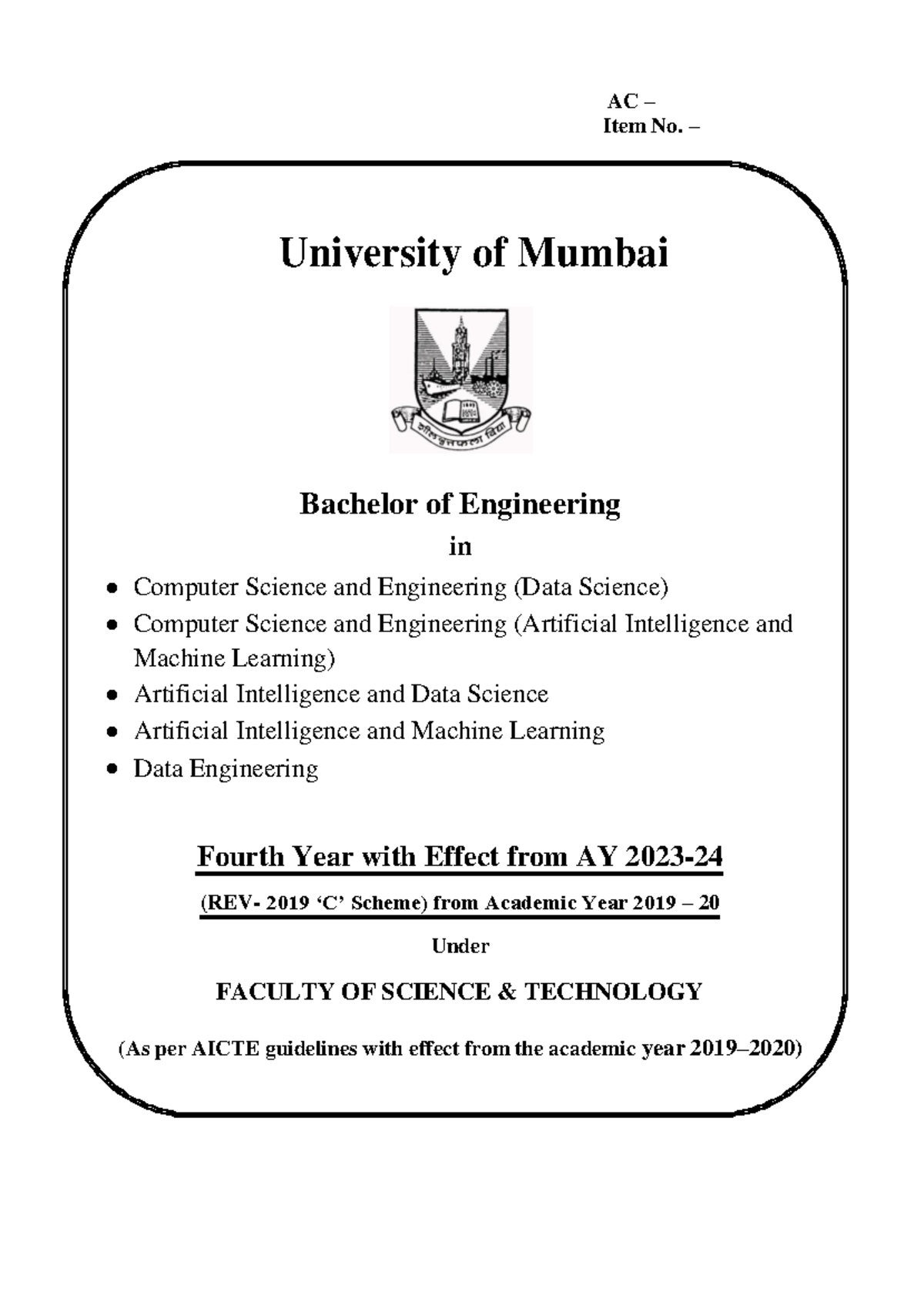 SEM-VII AIDS Syllabus - AC – Item No. – University of Mumbai Bachelor ...