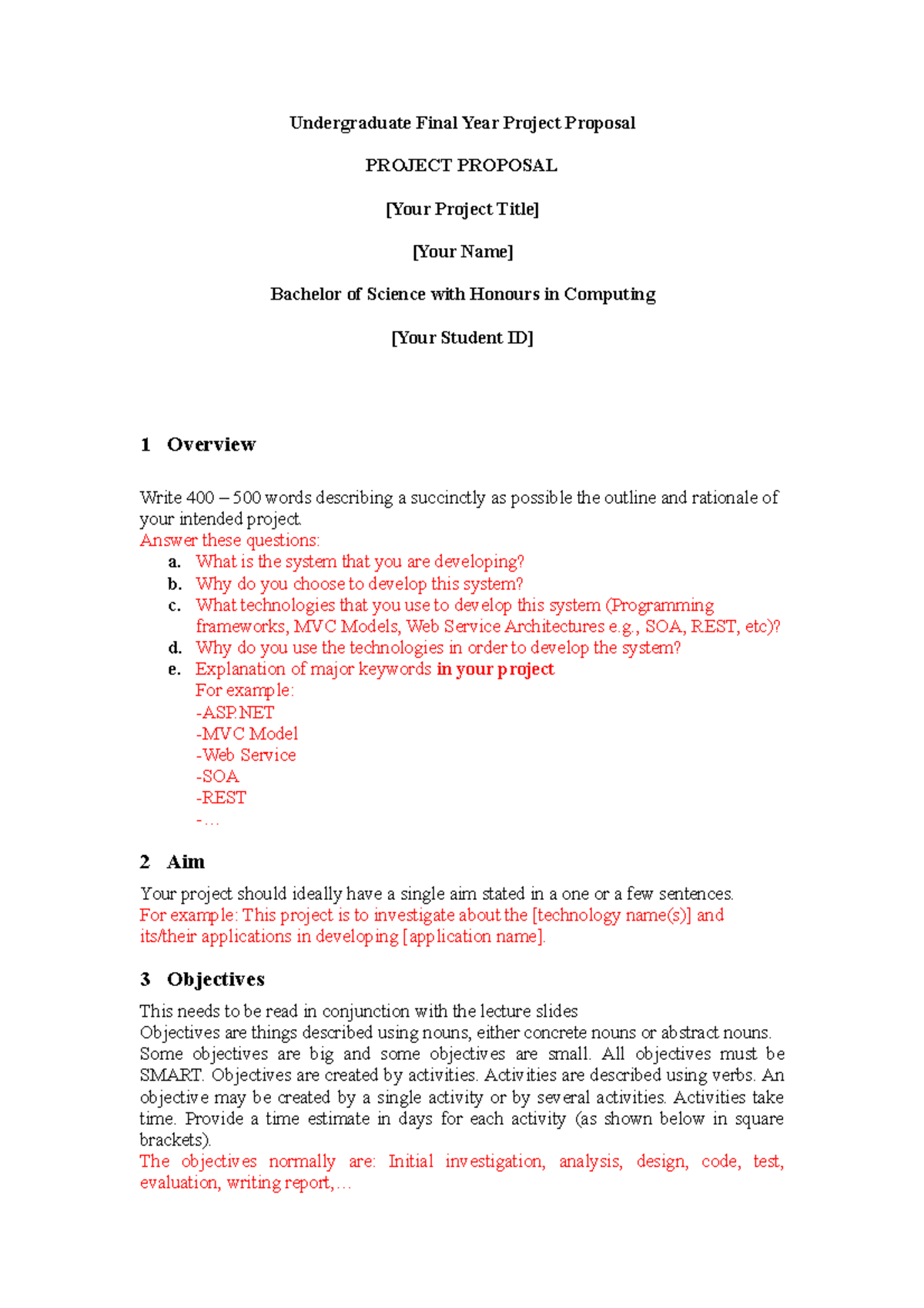 Proposal Guide - Undergraduate Final Year Project Proposal PROJECT ...
