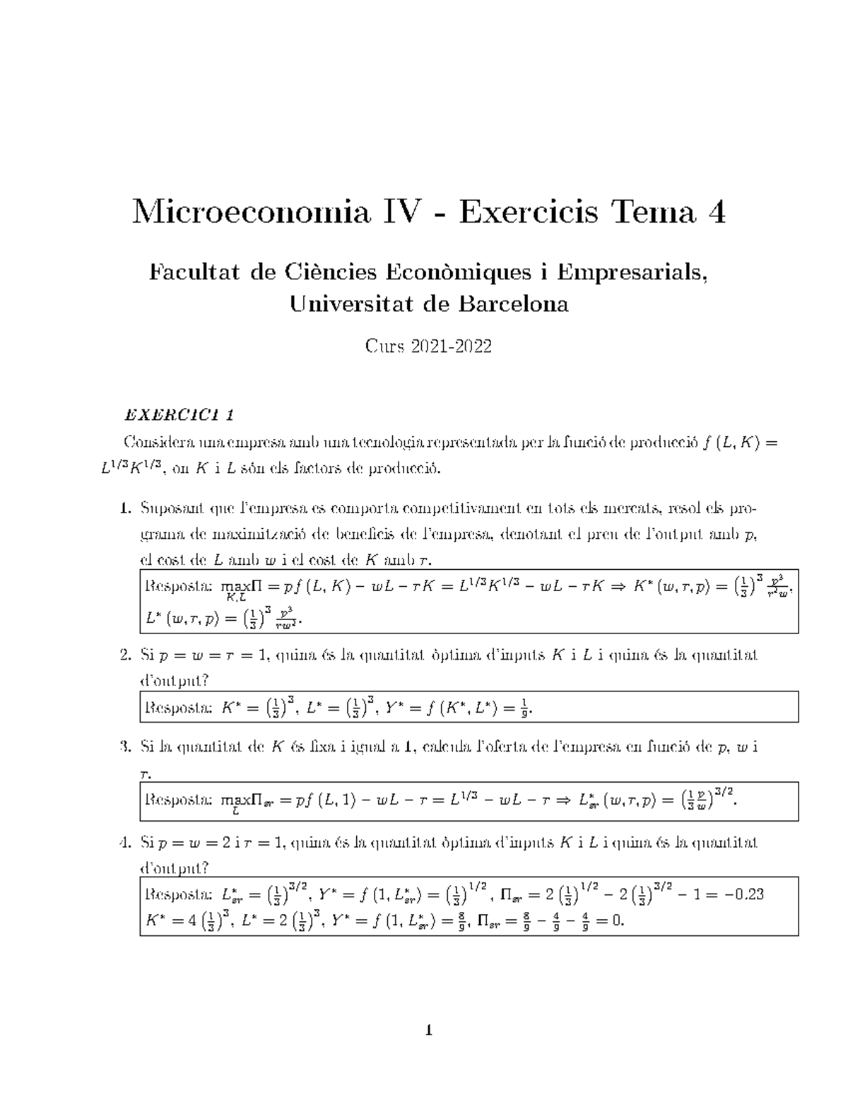 Exercicis T4 Solució - Ejercicios obligatorios de Micro IV | Marc Teignier - r♦ ♦♥♦♠ - Studocu