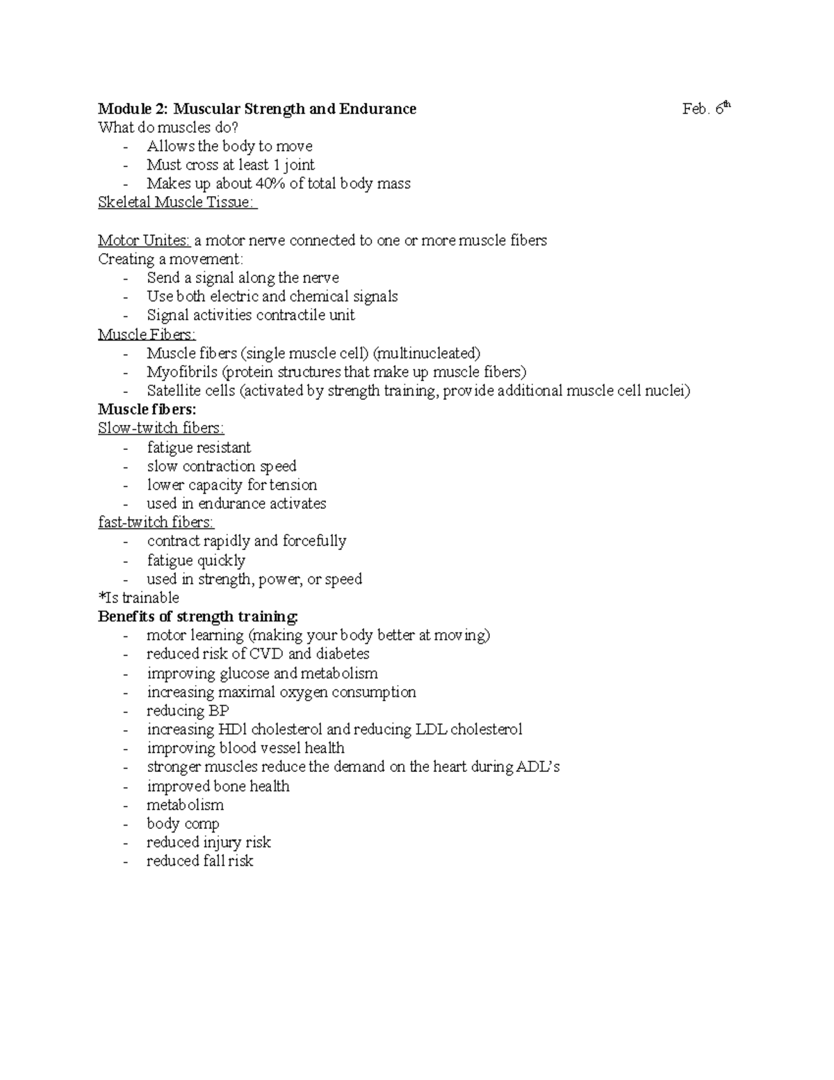 KIN 100 3 - KIN 100 course, lecture component notes. - Module 2 ...