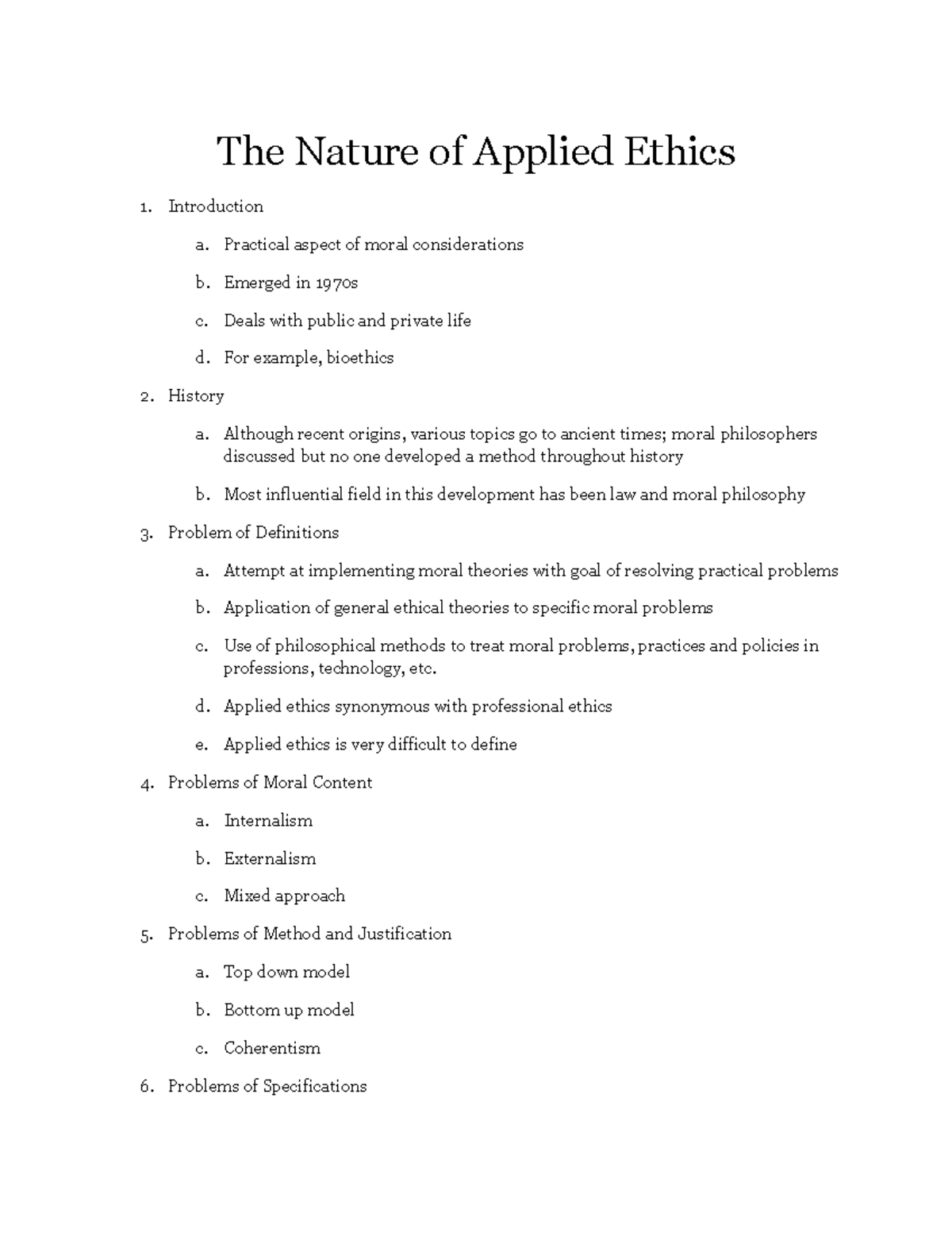 Applied Ethics FAQ - Summary Philosophy Honours - The Nature of Applied ...