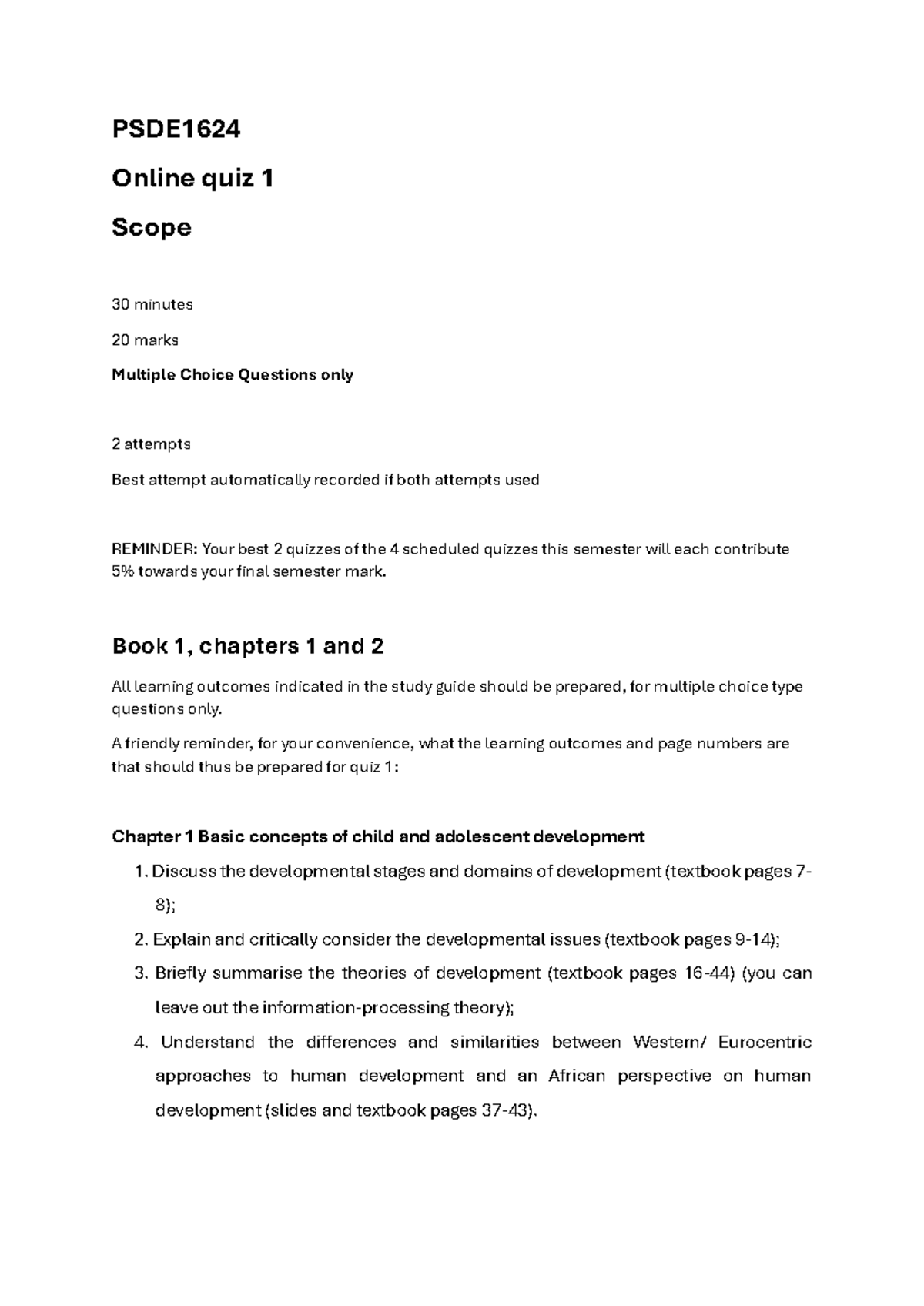 PSDE1624 Quiz 1 scope - ……………Notes - PSDE Online quiz 1 Scope 30 ...