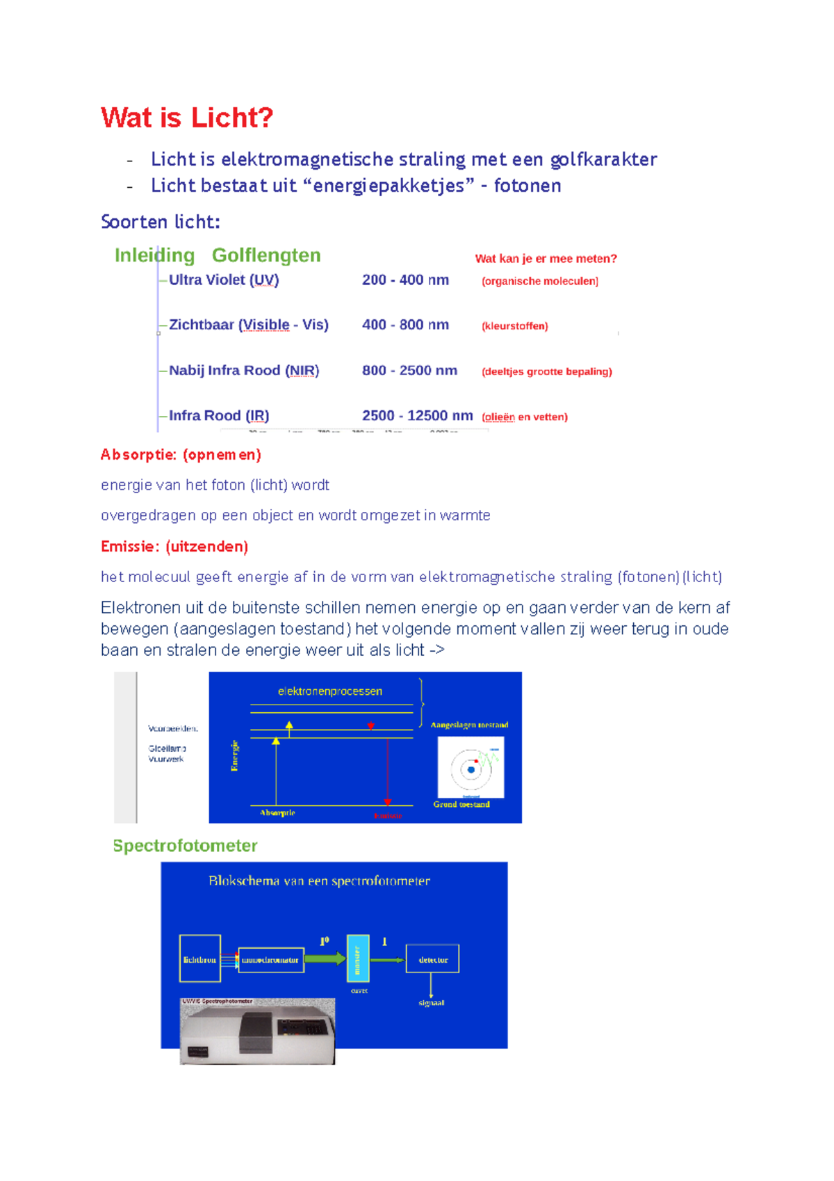 Scheikunde C leerstof van harry vogel - Wat is Licht? Licht is ...
